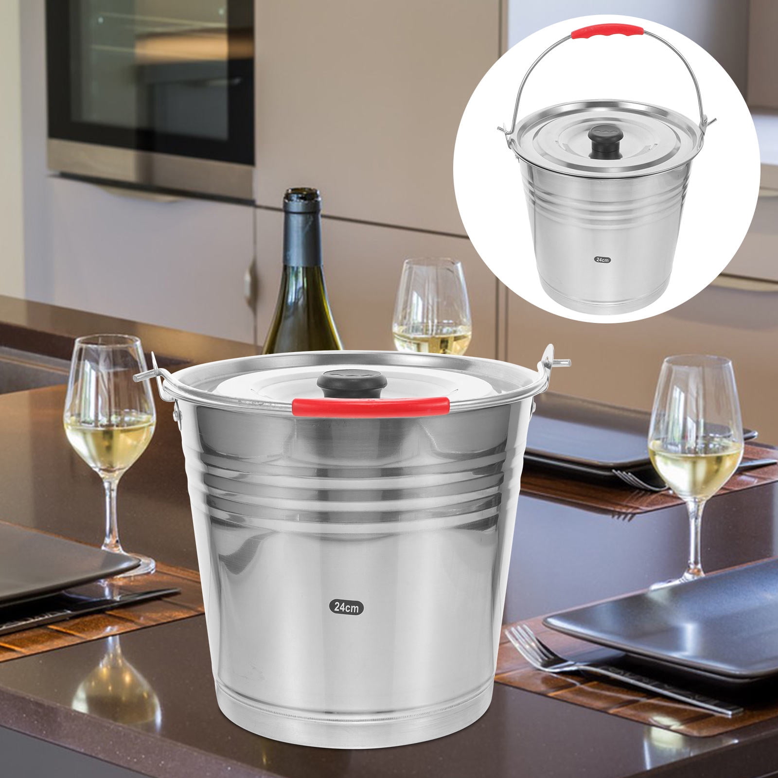 ELAYARD Water Buckets for Parties Stainless Steel Round Bucket with ...