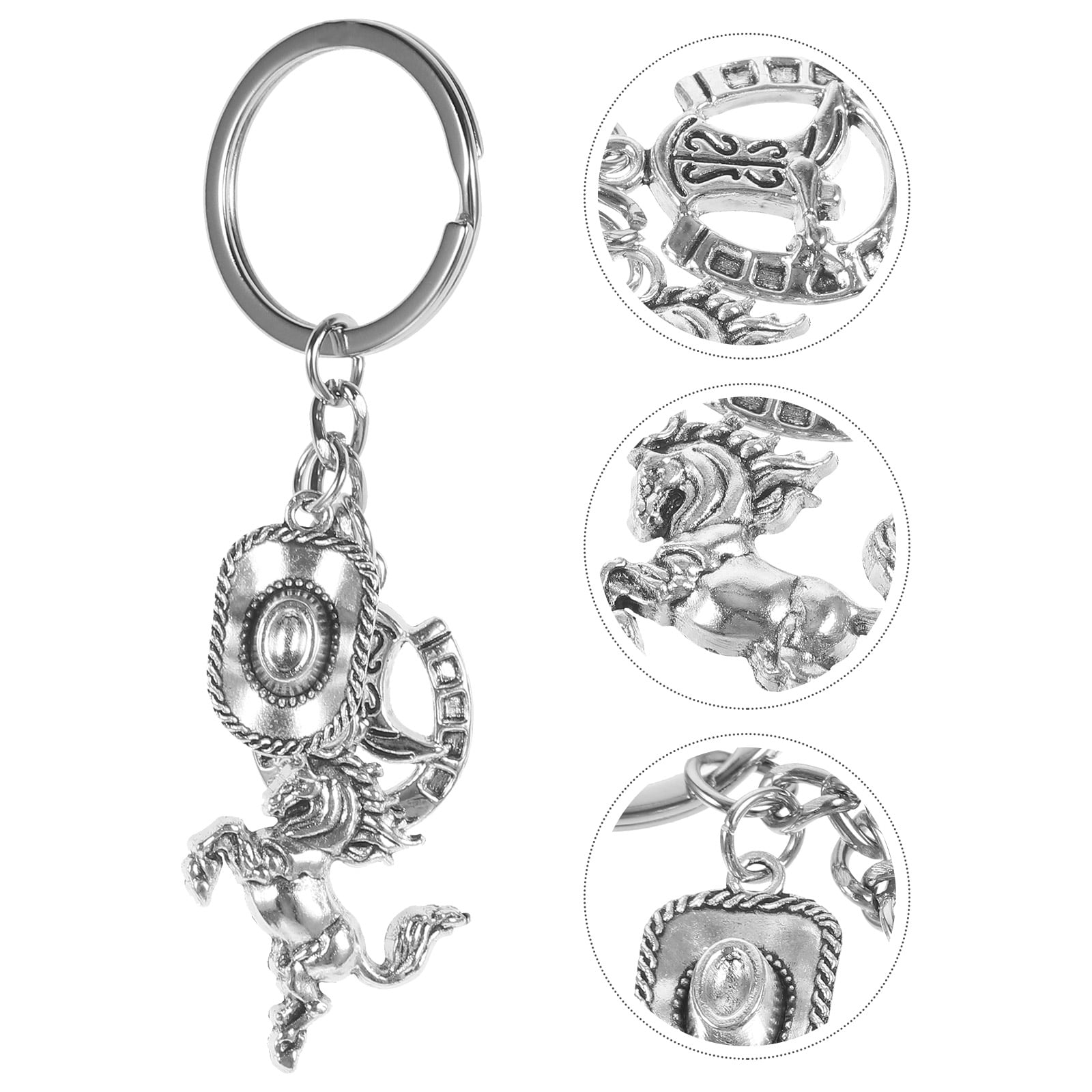 ELAYARD Western Cowboy Hat Keychain 2 Pieces Silver Metal Unique Shape ...