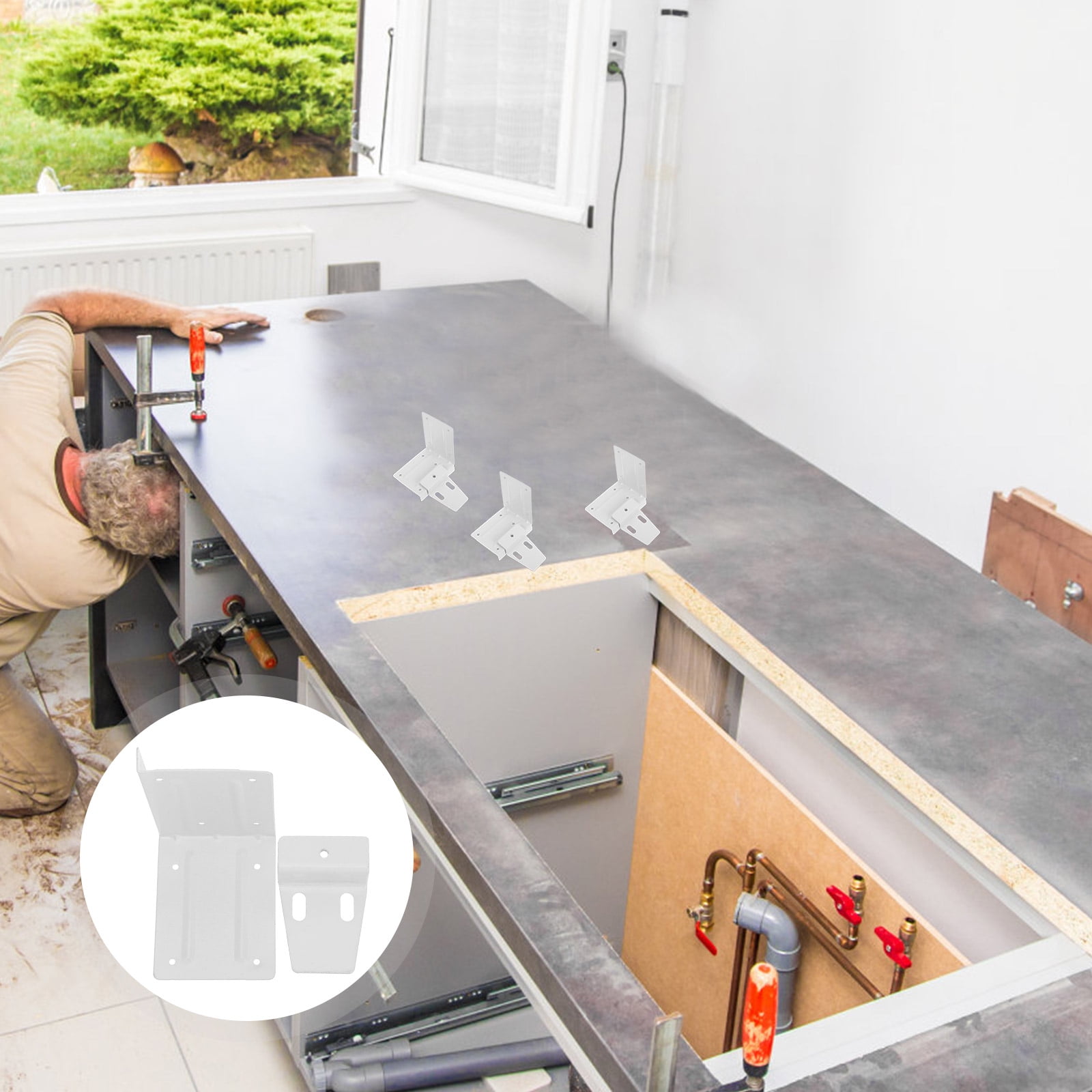 ELAYARD White Iron Drawer Corner Braces for Floating Shelves and ...