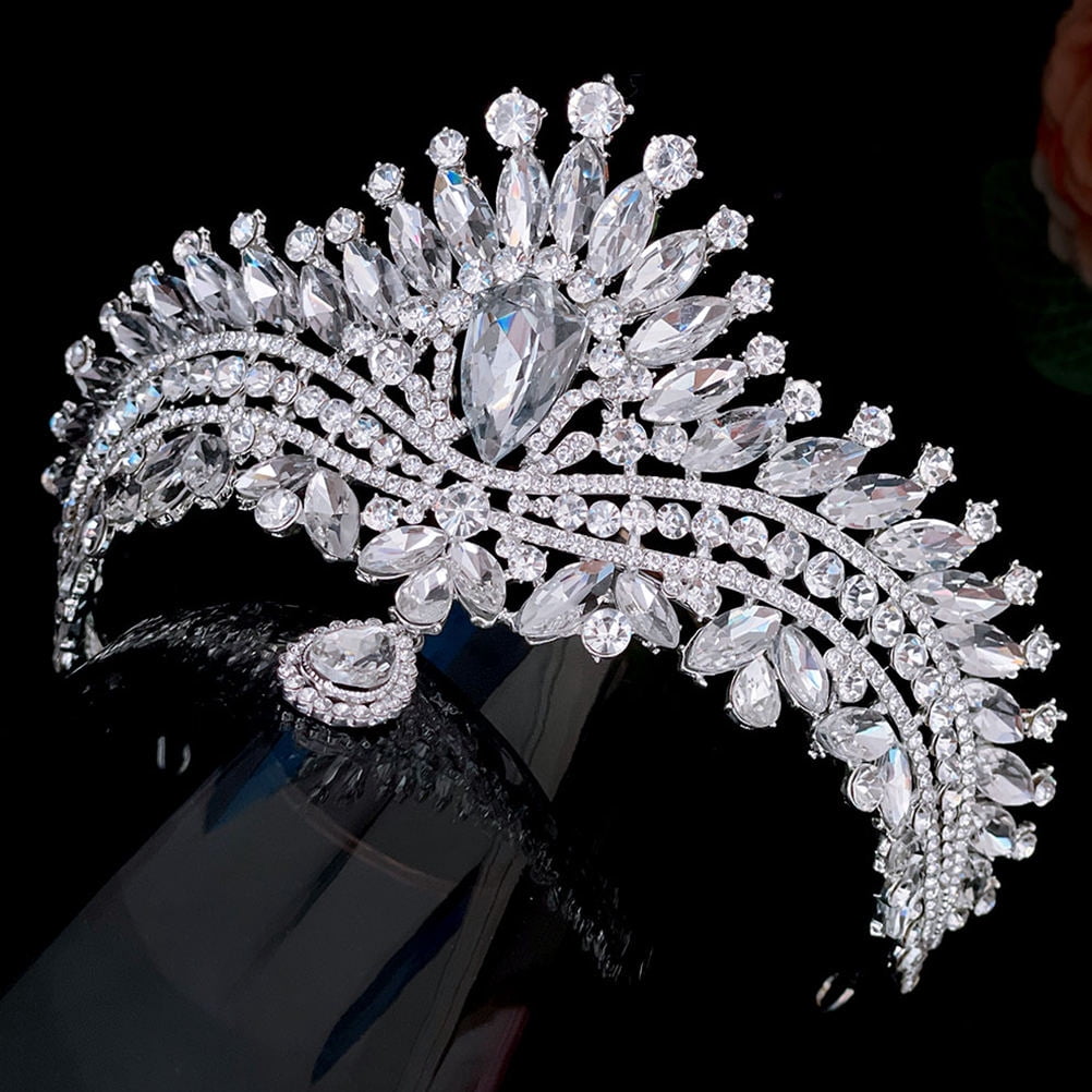 ELAYARD Rhinestone Crown Headband Wedding Bridal Accessory Silver Zinc ...