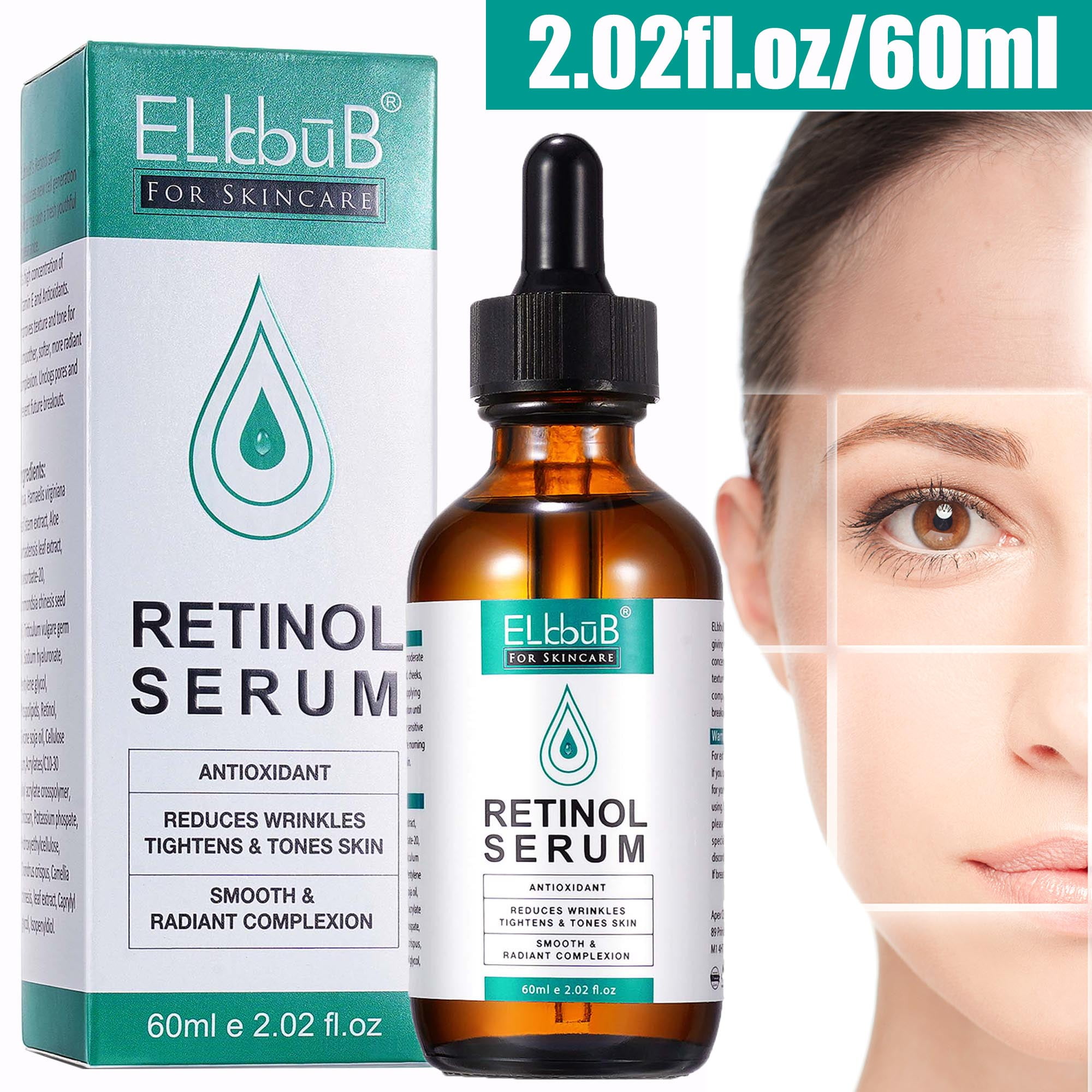 ELBBUB Retinol Facial Serum 2.02floz/60ml,Anti Aging Facial Treatment ...