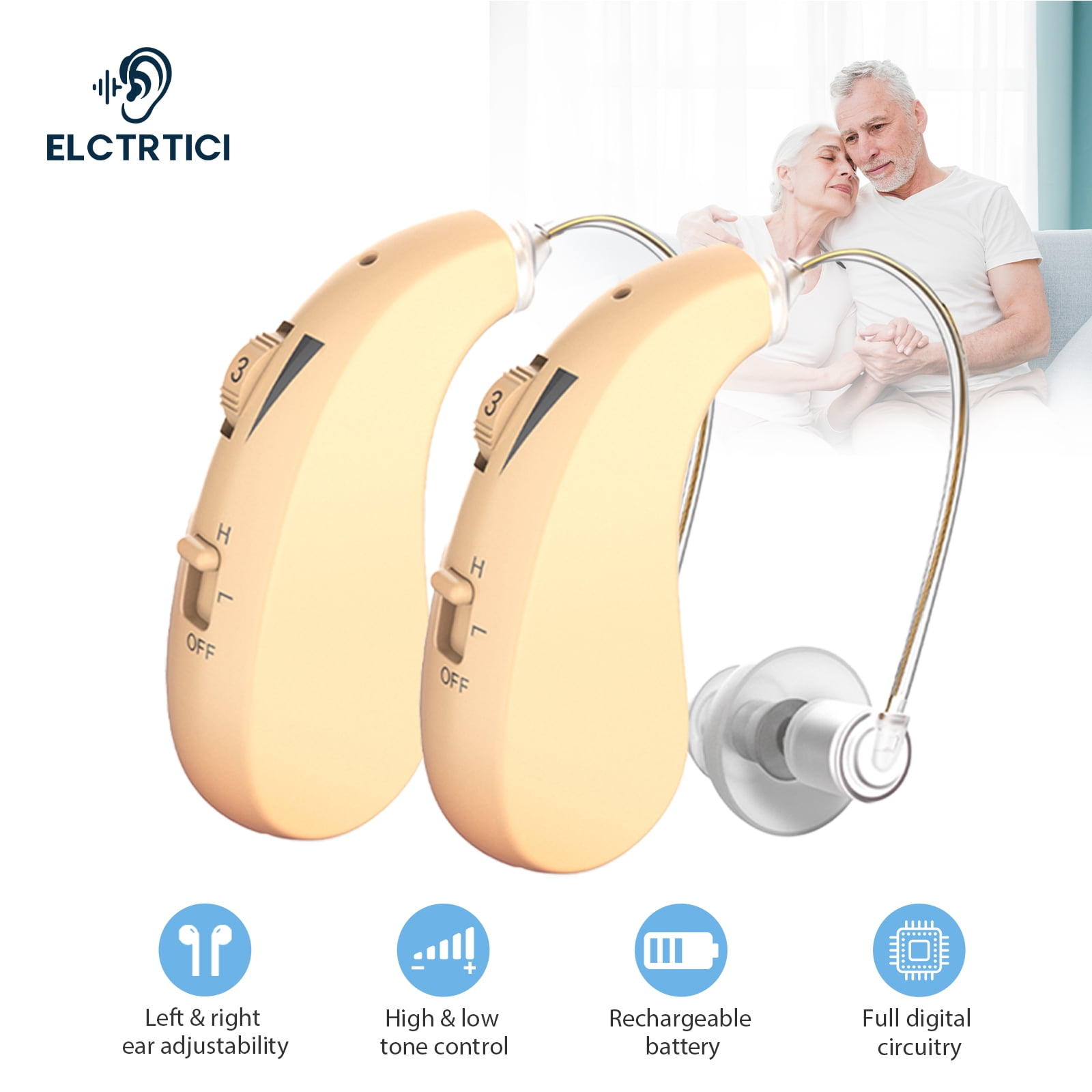 ELCTRTICI Hearing Aids for Seniors, Rechargeable Hearing Aids with Noise Cancellation, Binaural ...