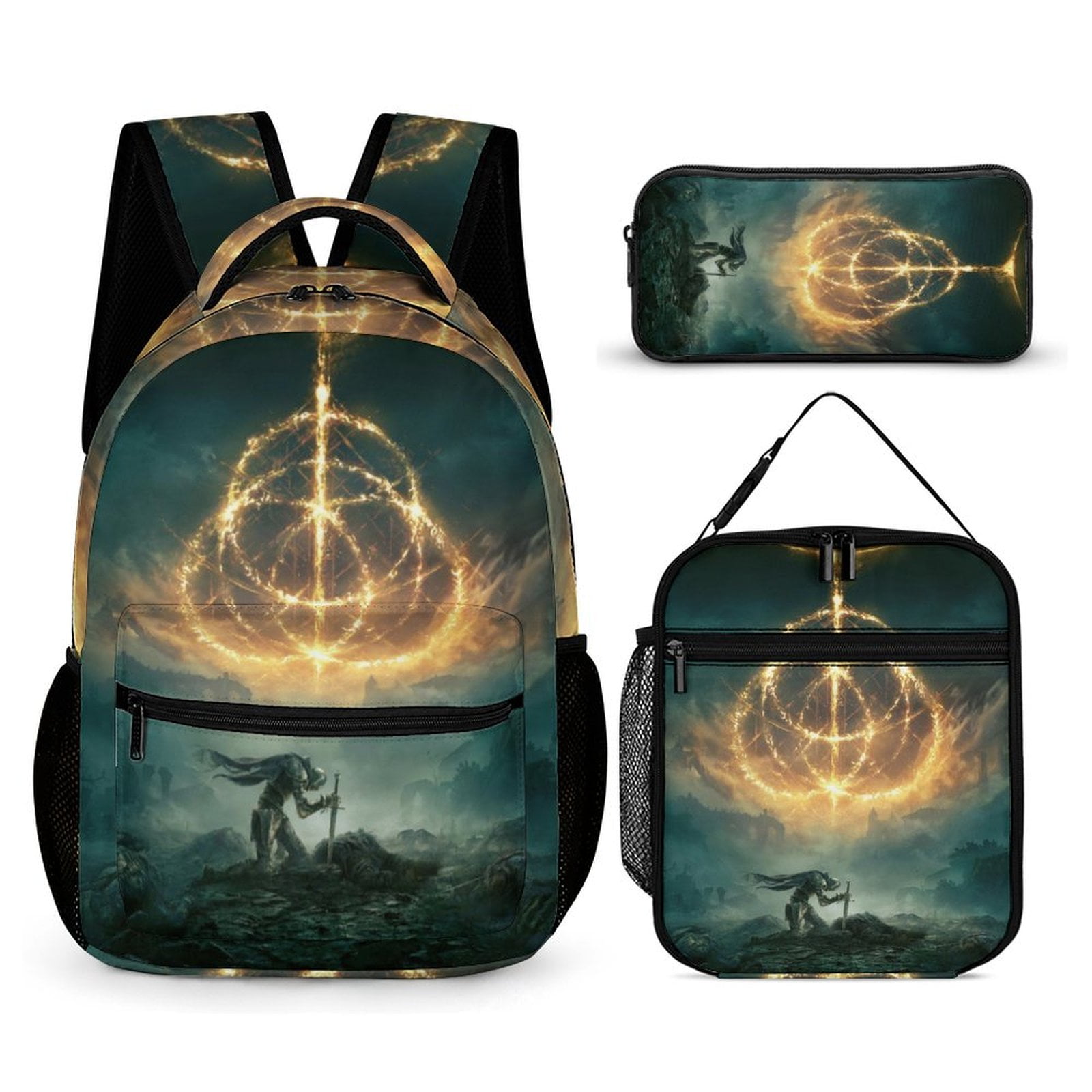 ELDEN RING Key Art 3 Piece Backpack Set Anime Casual Daypack with Lunch ...