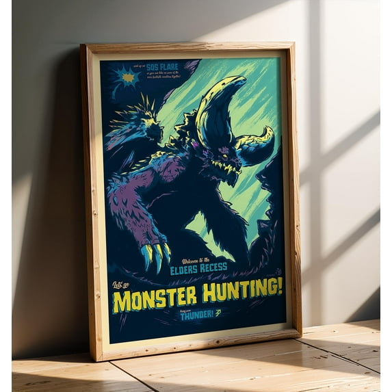 ELDERS RECESS Art | Let's Go Monster Hunting | Video Game Wall Art ...