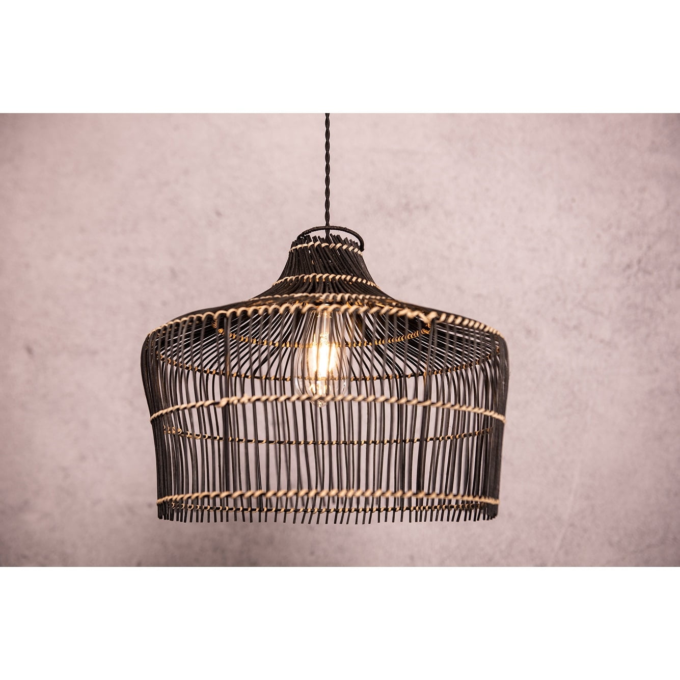 ELE Light & Decor Coastal Rattan Pendant Light with Adjustable Cord in ...