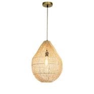 ELE Light & Decor Modern 3-Light Woven Rattan Ceiling Lamp Fixture in ...
