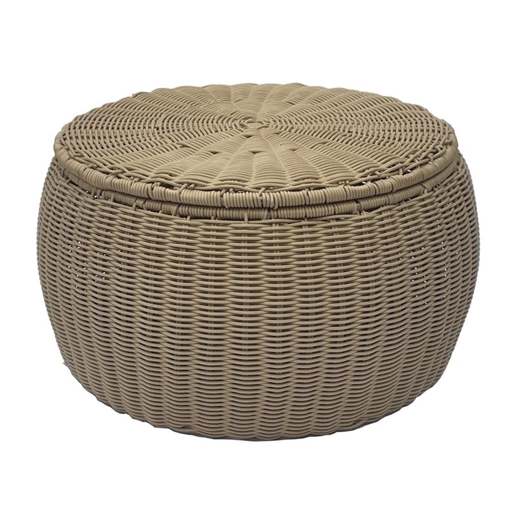 ELE Light & Decor Wicker / Rattan Footstool with Storage Seat in Tan ...