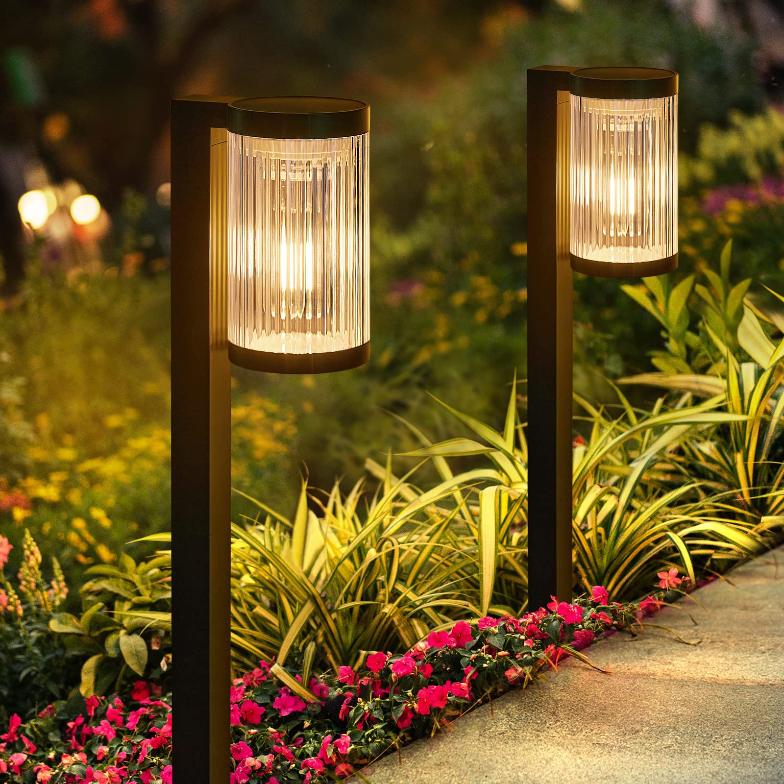ELECLINK Solar Pathway Lights Outdoor, 6 Pack Upgraded Outdoor Solar Lights for Outside Super ...