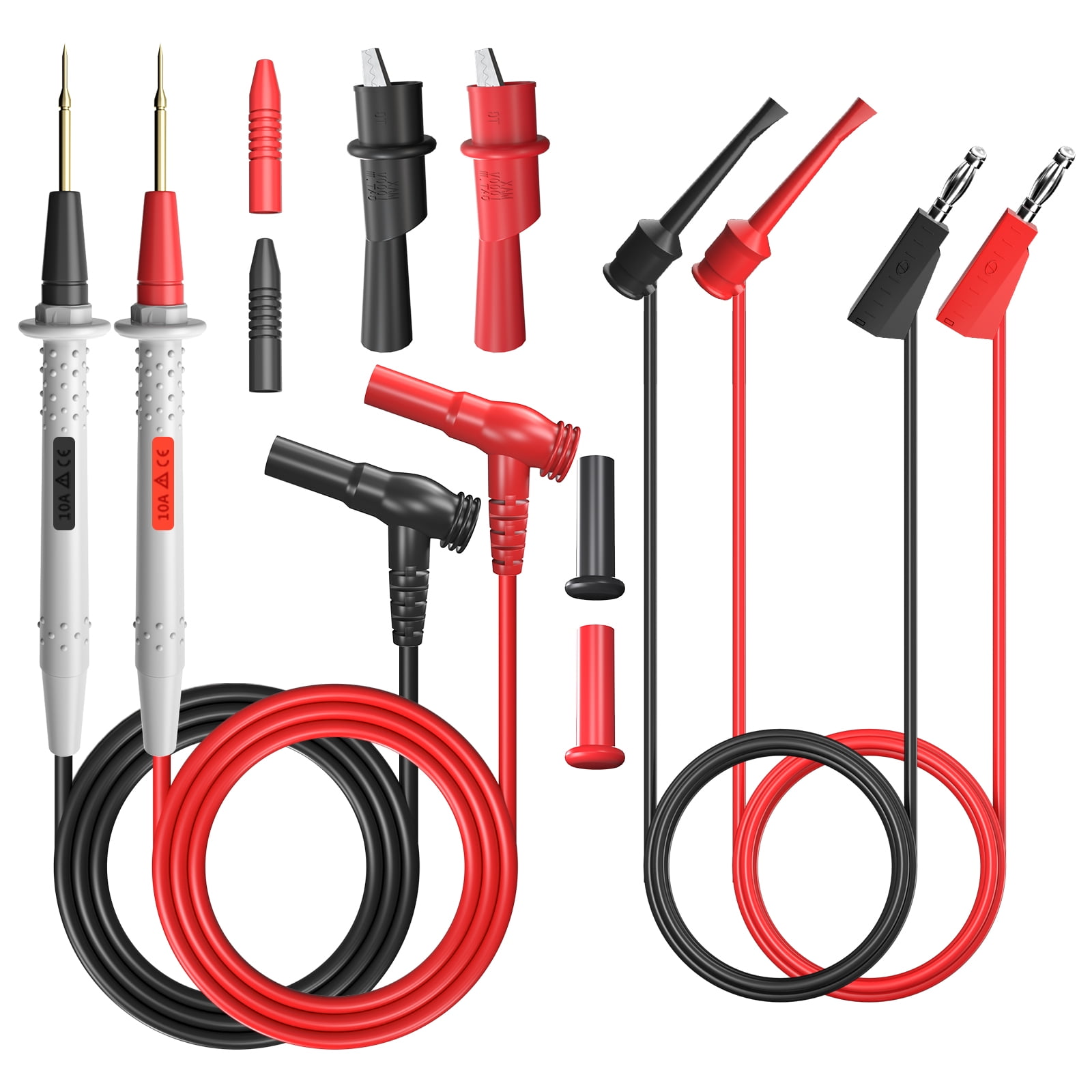 ELECTCHN Multimeter Test Leads Kit with Push On Alligator Clips ...