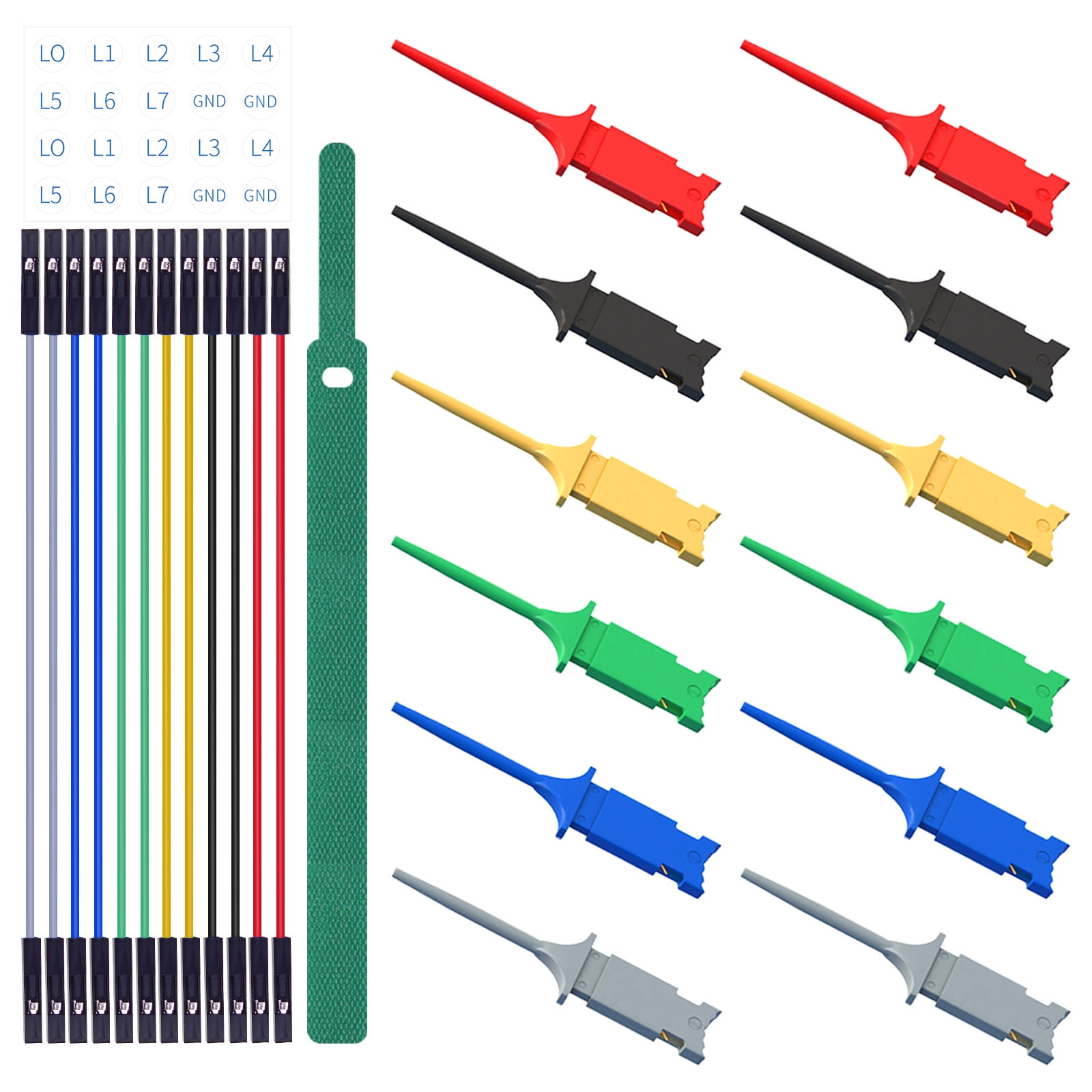 ELECTCHN SMD IC Test Hook Clips 12PCS with Silicone Jumper Wires Test ...