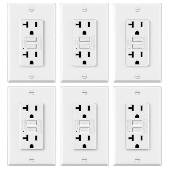 ELECTECK 6 Pack GFCI Outlets 20 Amp, Non-Tamper Resistant, Decor GFI ...