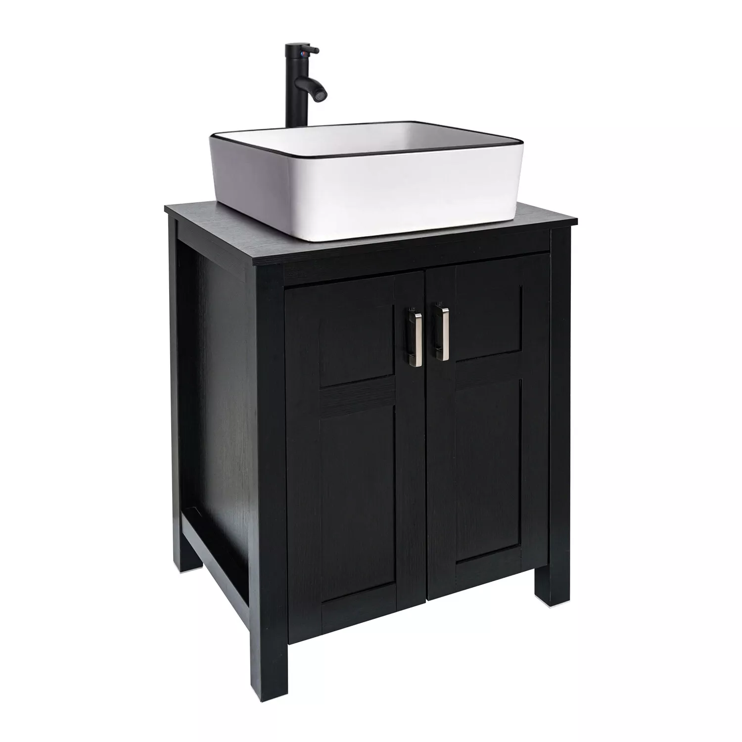 ELECWISH 24 Inches Traditional Bathroom Vanity Set in Black Finish ...