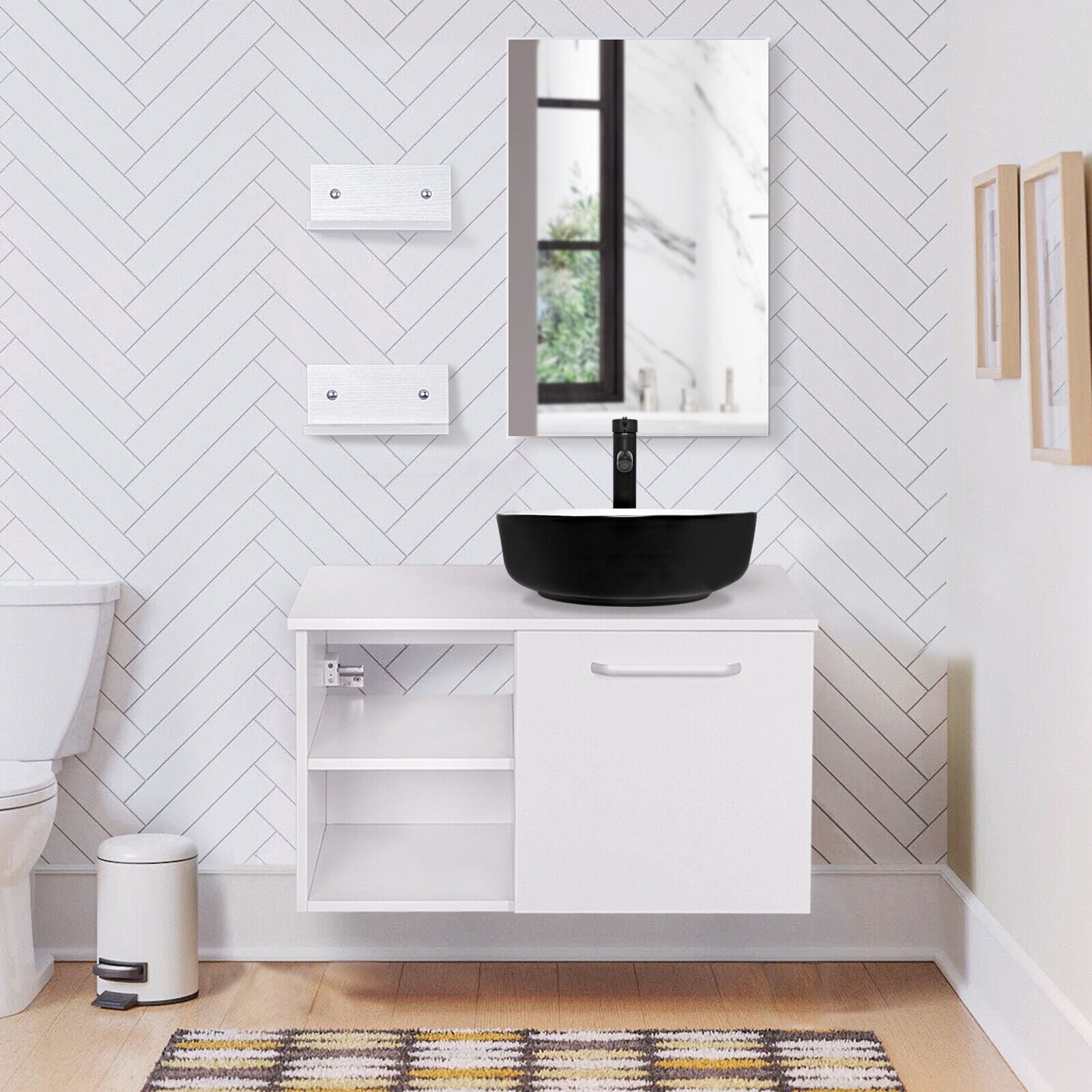 ELECWISH 28 Inch Modern Bathroom Vanity Set with Mirror Wall Mount ...