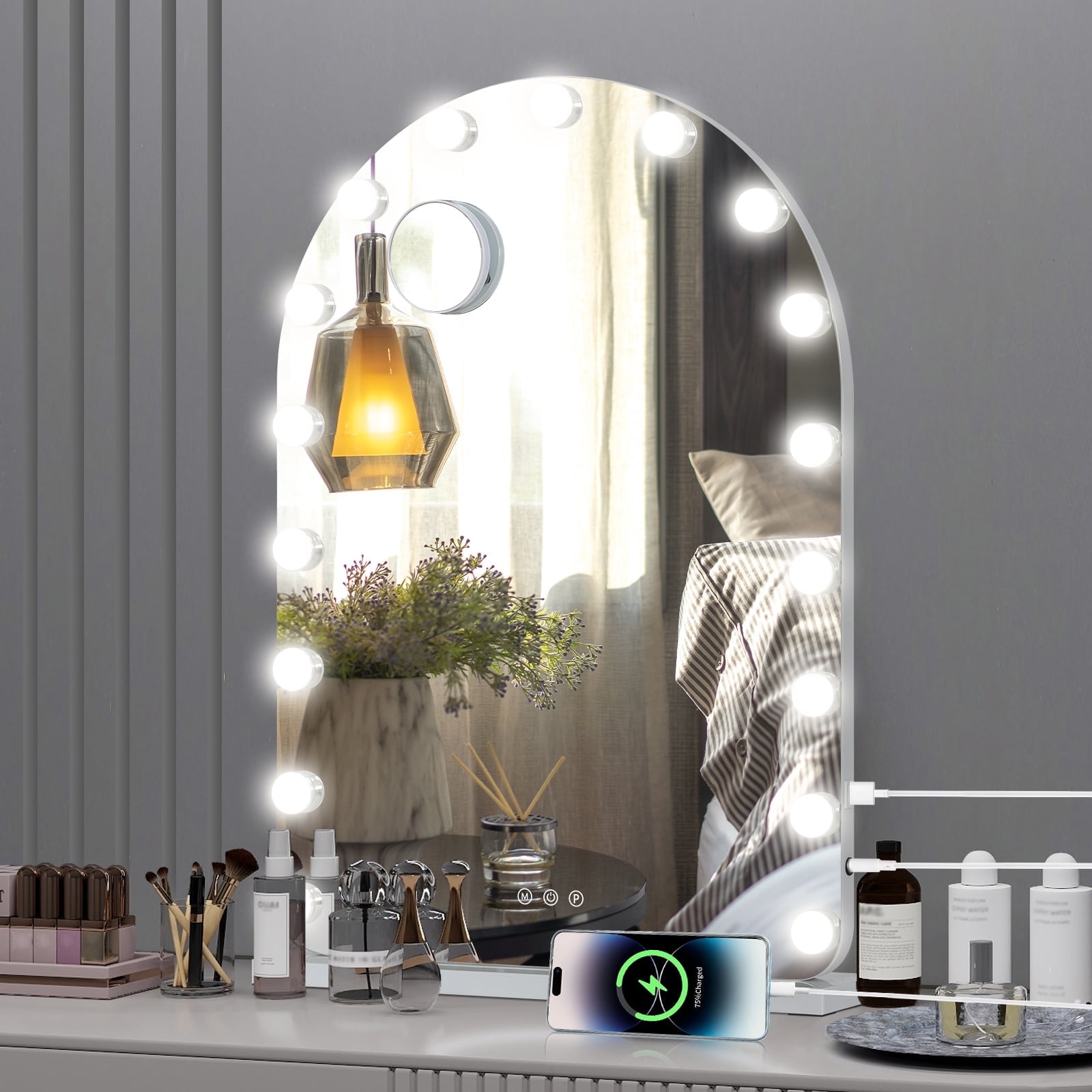 ELECWISH Arched Vanity Mirror With Lights Makeup Mirror With Lights 18 ...