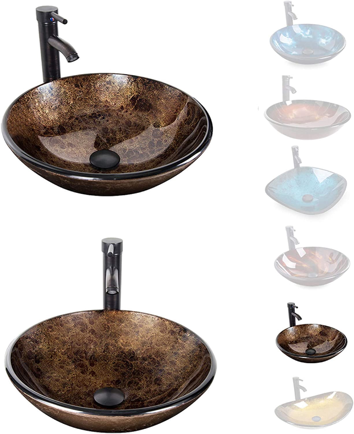 ELECWISH Bathroom Vessel Sink with Faucet Mounting Ring and Pop Up ...