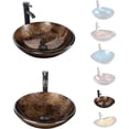 ELECWISH Bathroom Vessel Sink with Faucet Mounting Ring and Pop Up ...