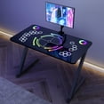 ELECWISH 43 inch RGB LED Gaming Desk with Tempered Glass Desktop and ...