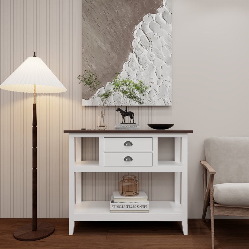 ELECWISH Console Table Sofa Table With Storage Drawers And Shelves For ...