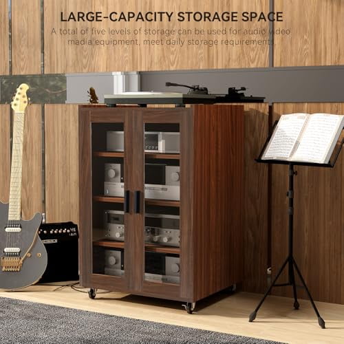 ELECWISH Media Storage Cabinet, Audio-Video Media Stand,Stereo Cabinet ...