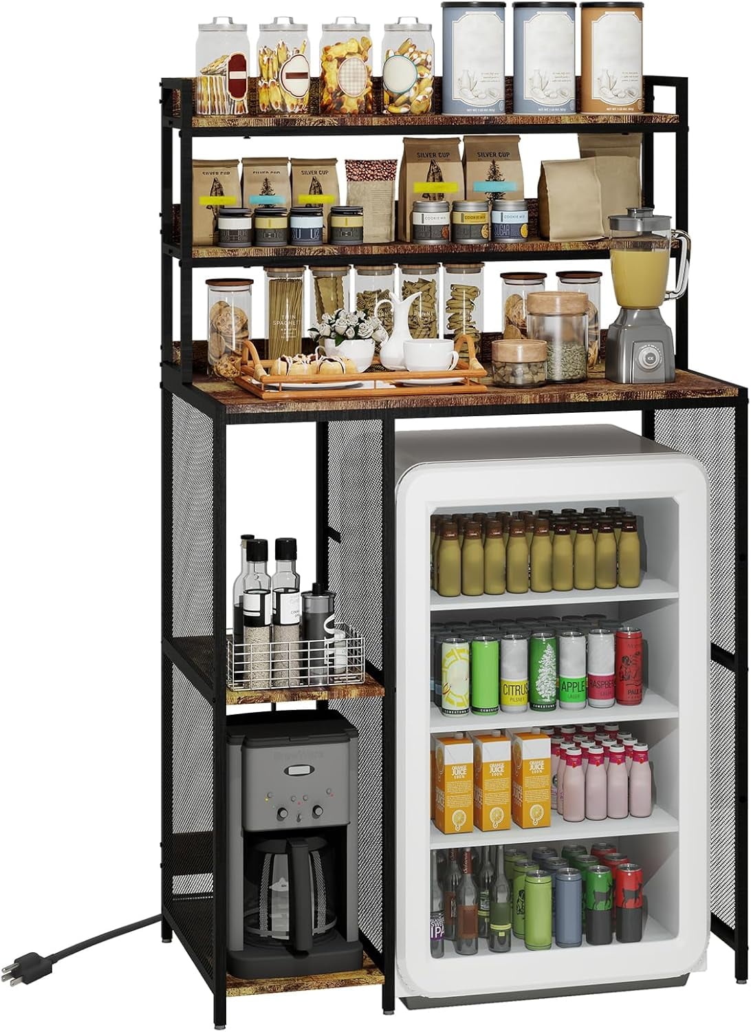 ELECWISH Mini Fridge Stand with Storage Shelves, 5-Tier Kitchen Bakers ...