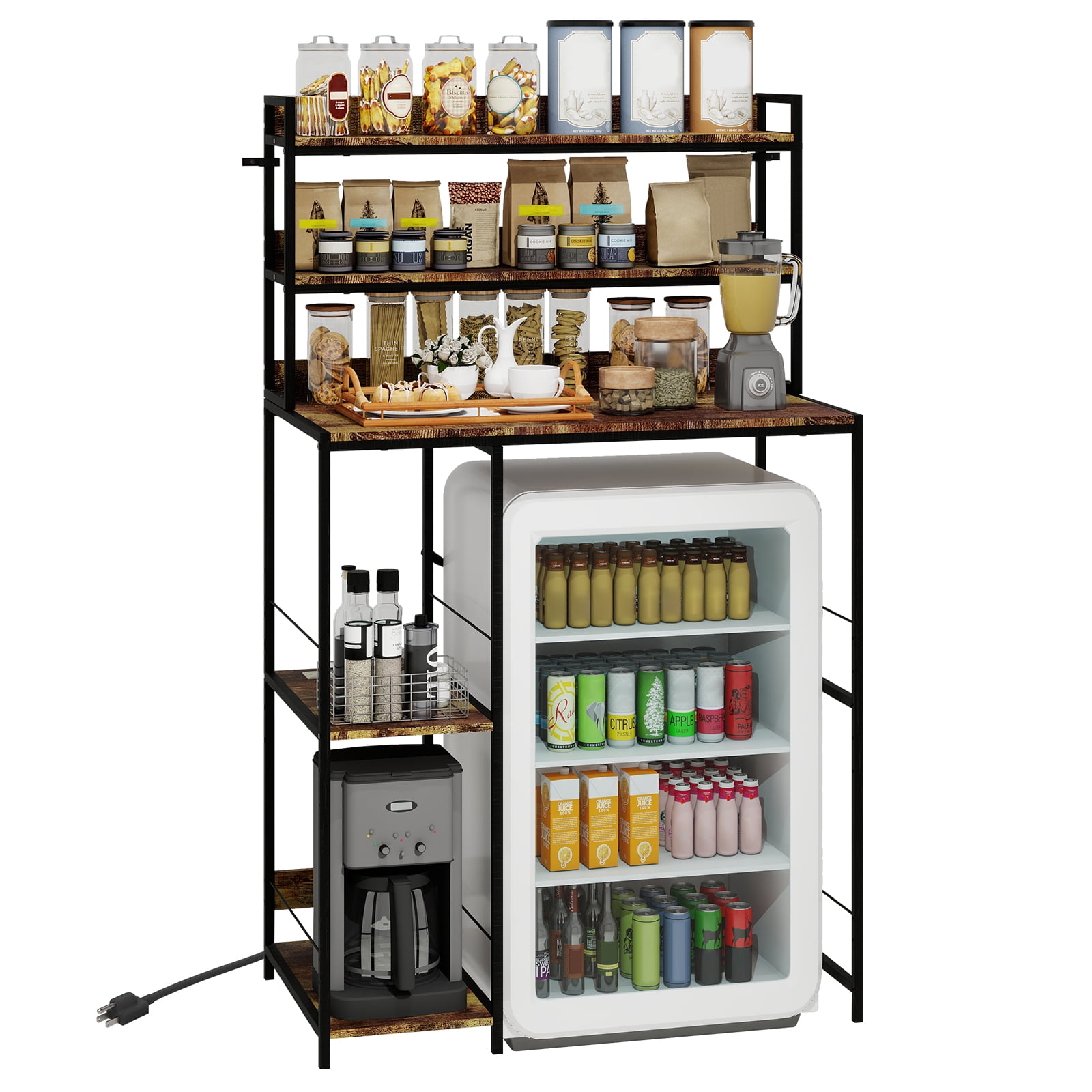 ELECWISH Mini Fridge Stand with Storage Shelves, 5-Tier Kitchen Bakers ...