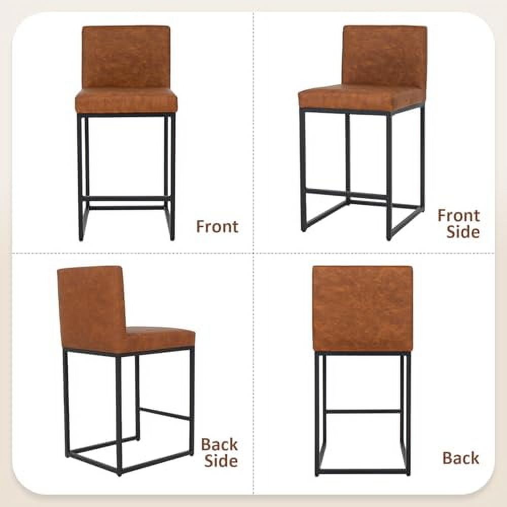 ELECWISH Modern Bar Stools with Back,Upholstered Counter Height Bar ...