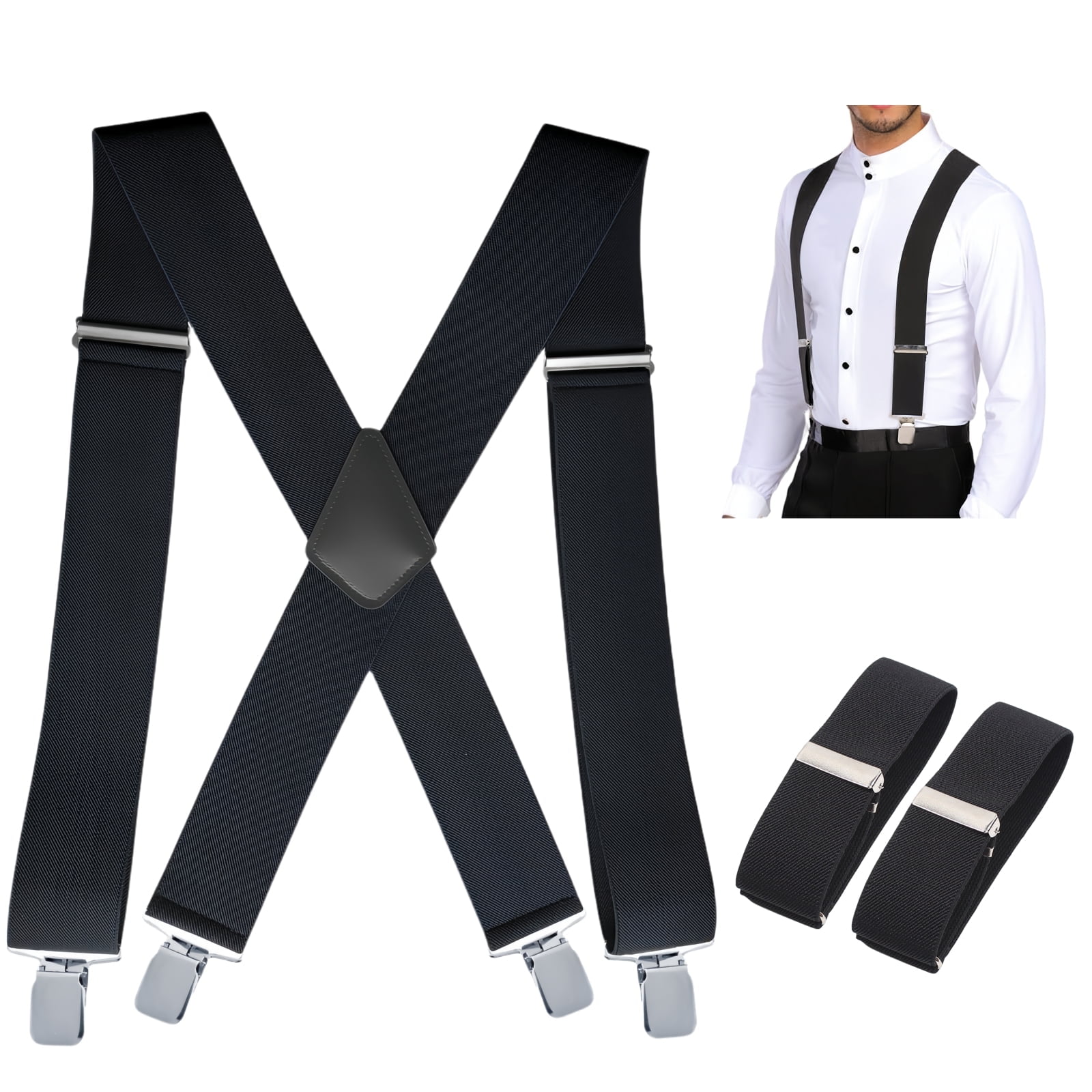ELEFEA by ELEFEA Suspenders For Men Heavy Duty Clip And 1.4" Suit ...