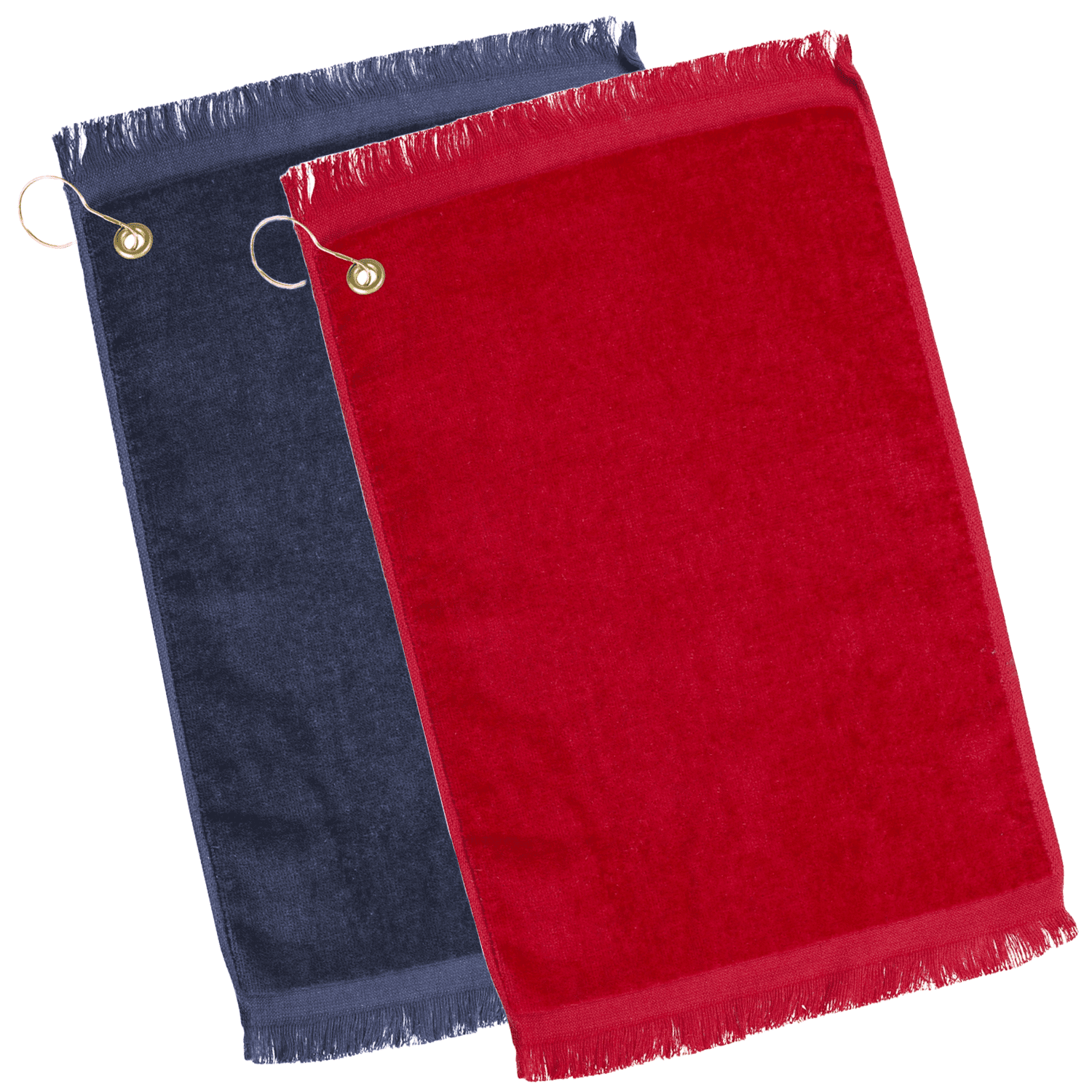 ELEGANI 2-Pack Premium Fringed Cotton Terry Velour Golf Towel Set - Red ...