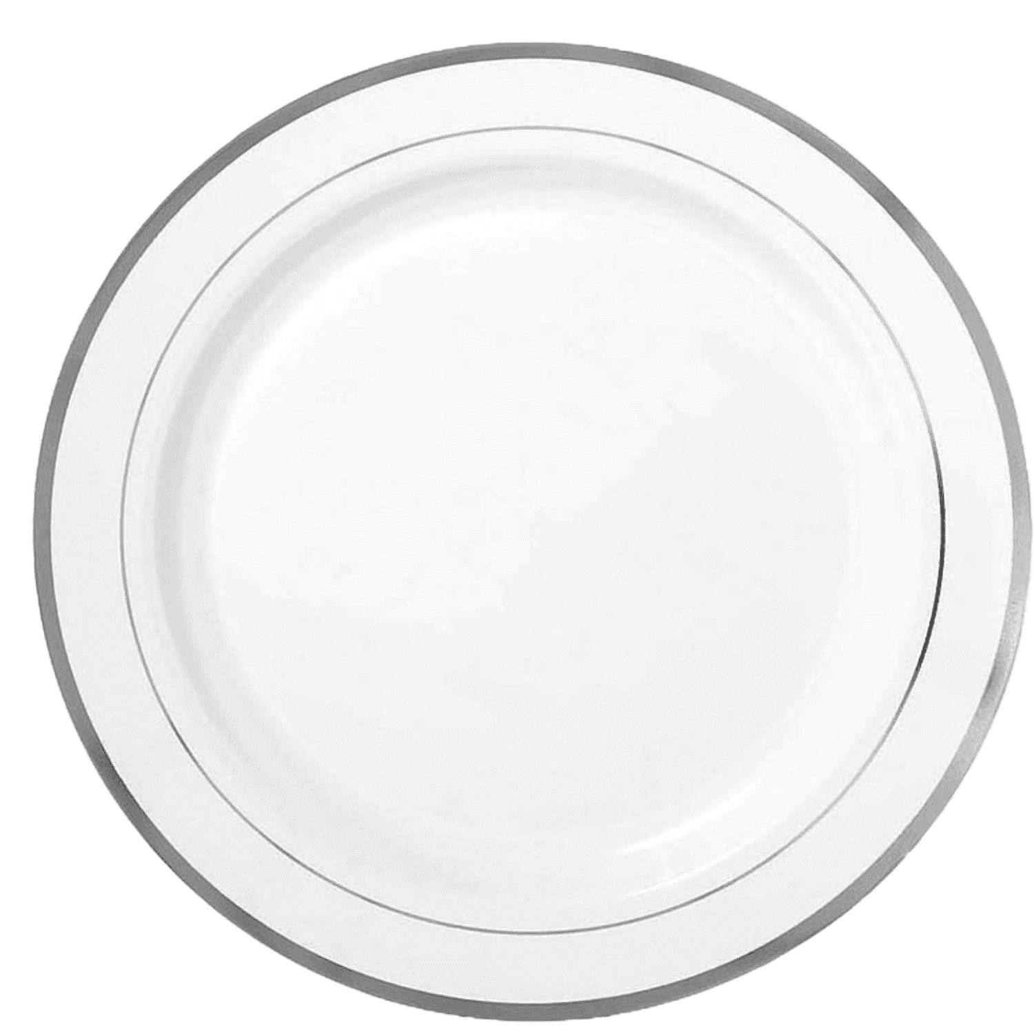 ELEGANI White Silver-Trimmed Premium Plastic Appetizer Plates, 7-Inch ...