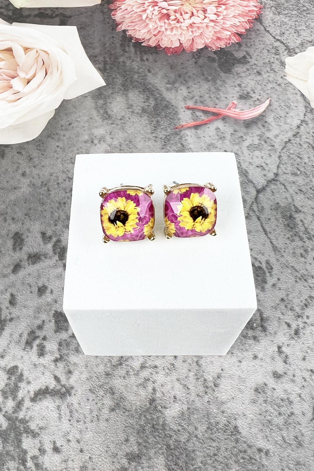 ELEGANT SUNFLOWER EPOXY STUD EARRINGS - Walmart.com