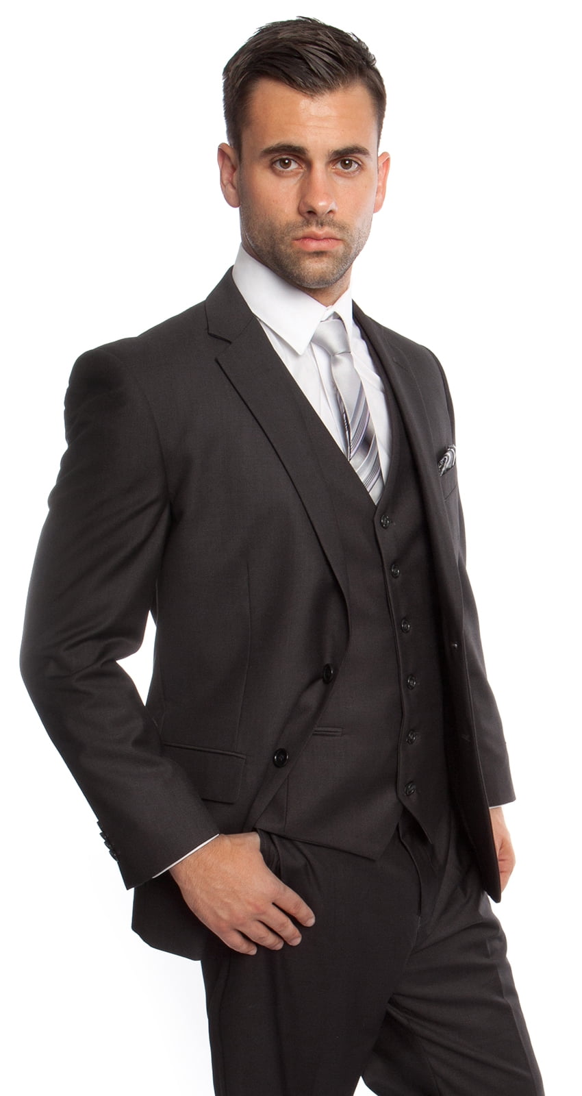 ELEGANT THREE PIECE MEN'S SOLID SUIT - Walmart.com