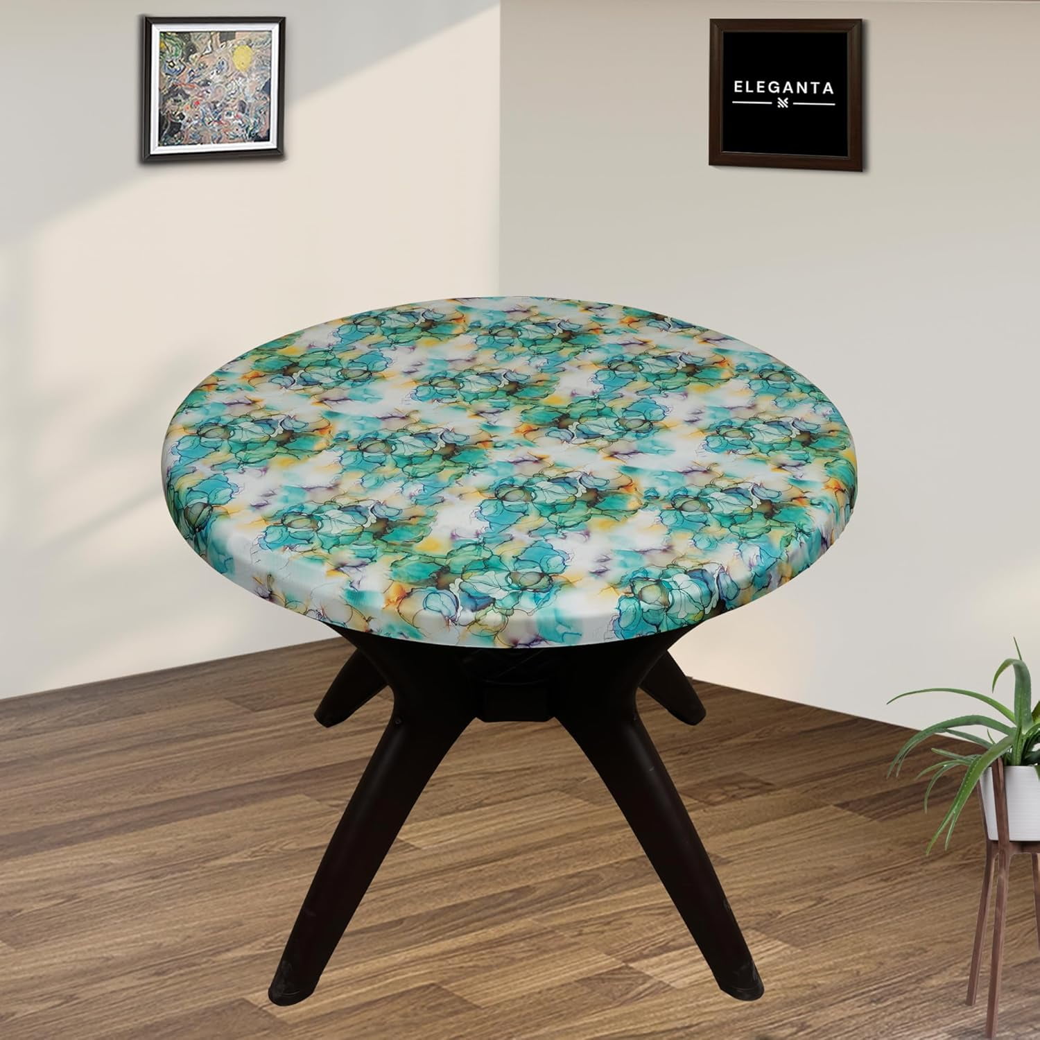 ELEGANTA Pack of 1 Fitted Round Table Cover Stretchable ElasticityBased ...