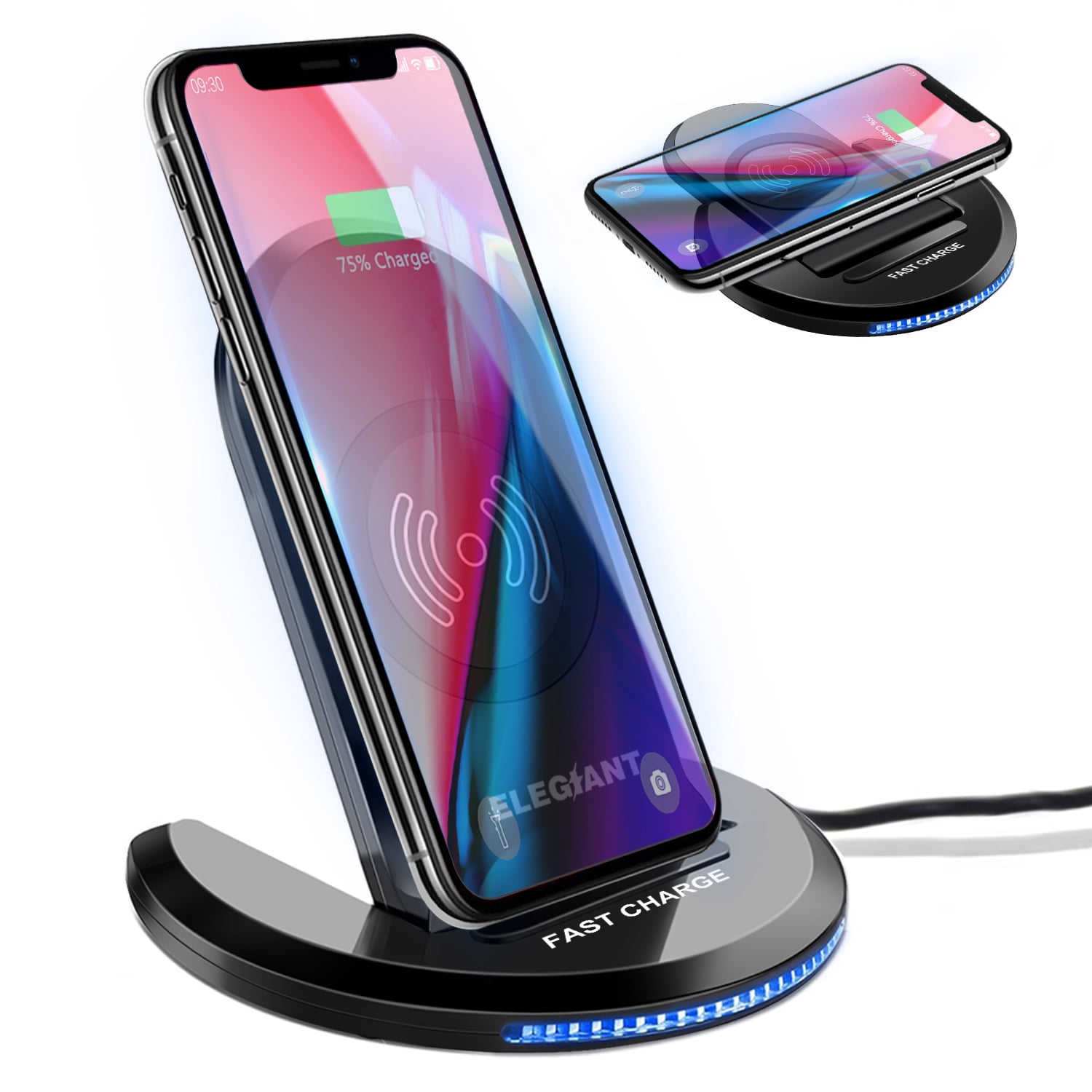 ELEGIANT Wireless Charger, 15W Qi Fast Charging Stand, Foldable, Travel ...