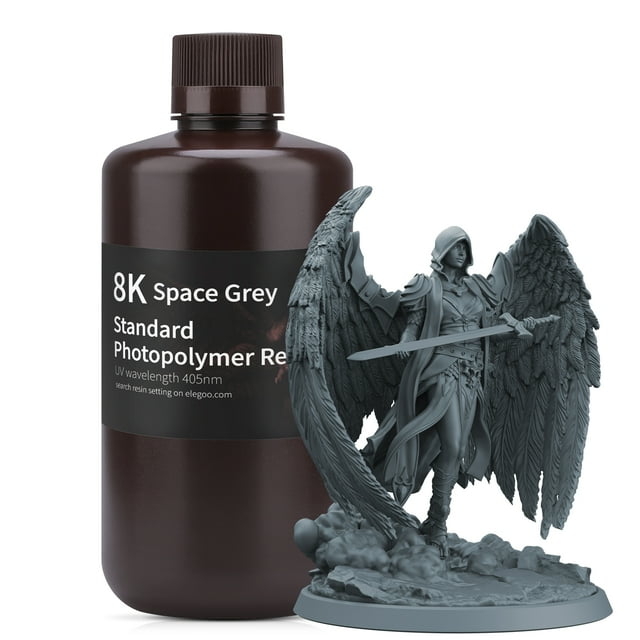ELEGOO 8K Resin for Saturn 2 LCD 3D Printer, 405nm UV-Cured, Space Grey ...