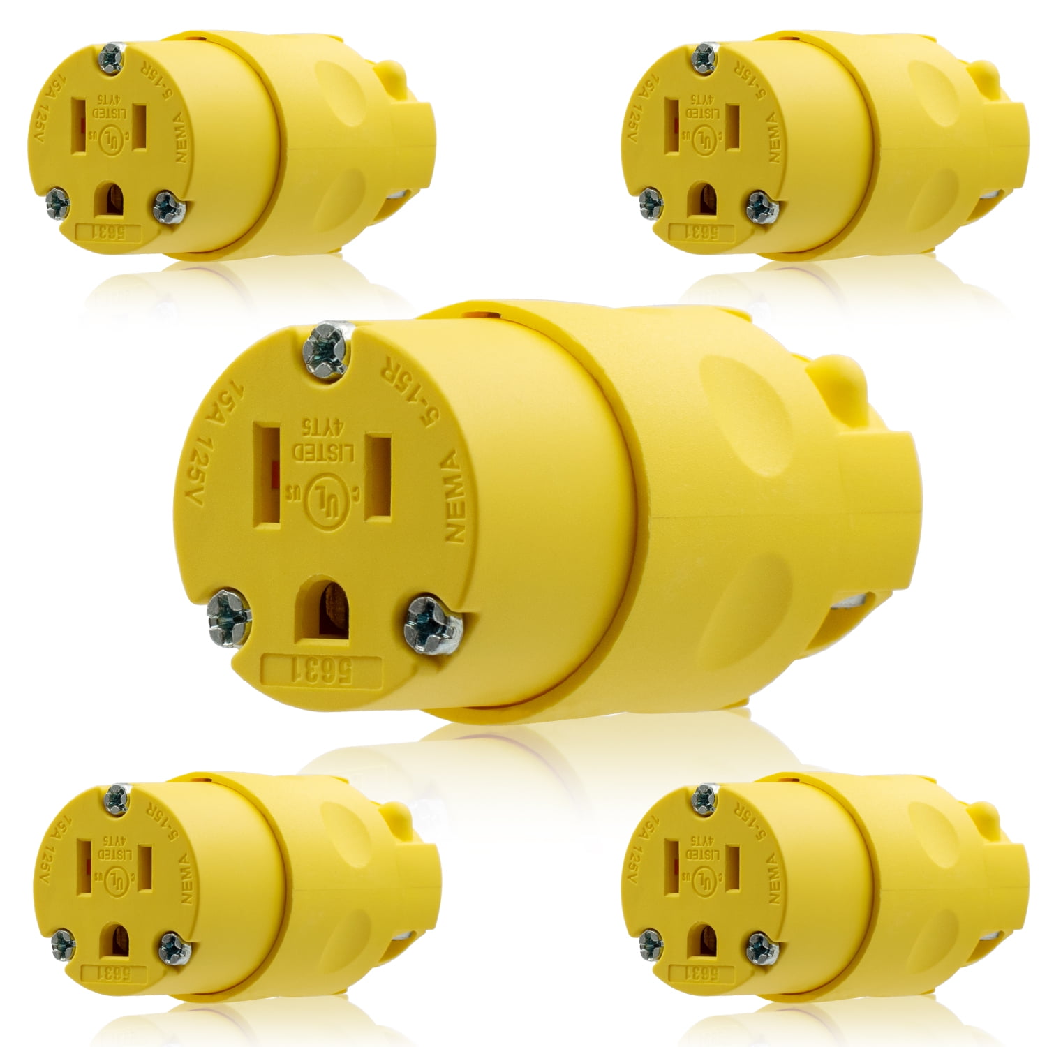 ELEGRP 15 Amp 125 Volt NEMA 5-15P 2 Pole 3 Wire Grounding Straight ...