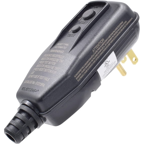 ELEGRP 15A Electric Ground Adaptor, Auto Reset Portable GFCI Plug, 3 ...
