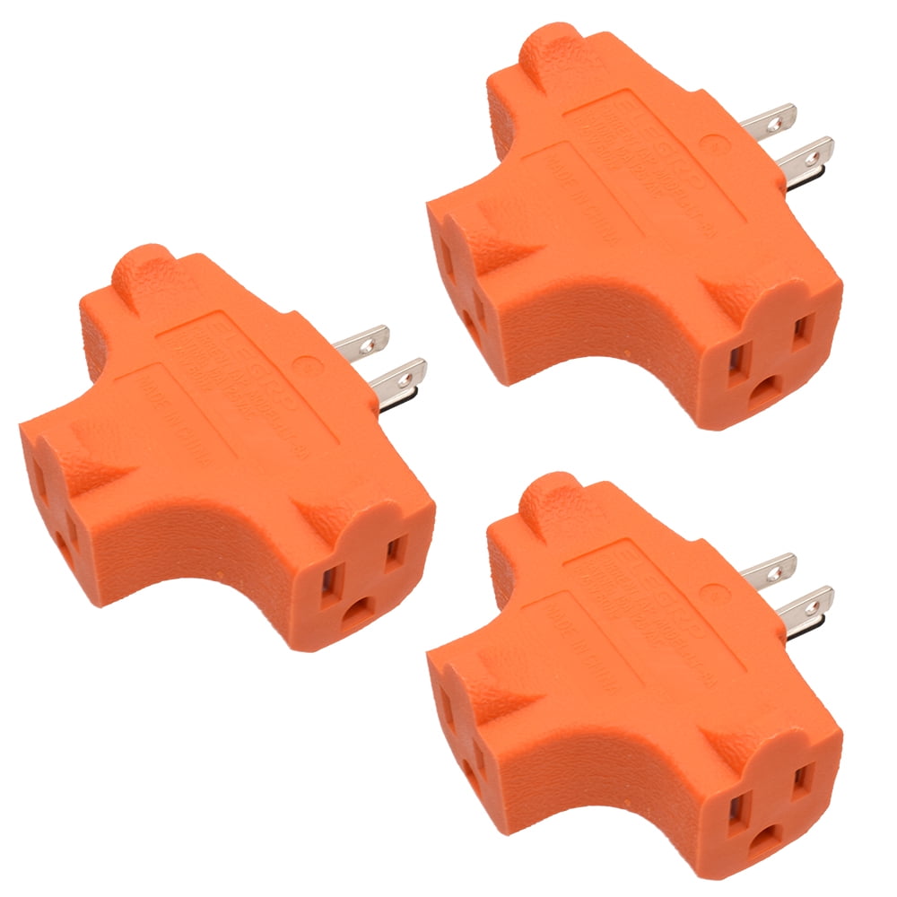 ELEGRP 15Amp 125V 3 Prong Heavy-Duty Grounded Triple Tap Adapter Plug ...