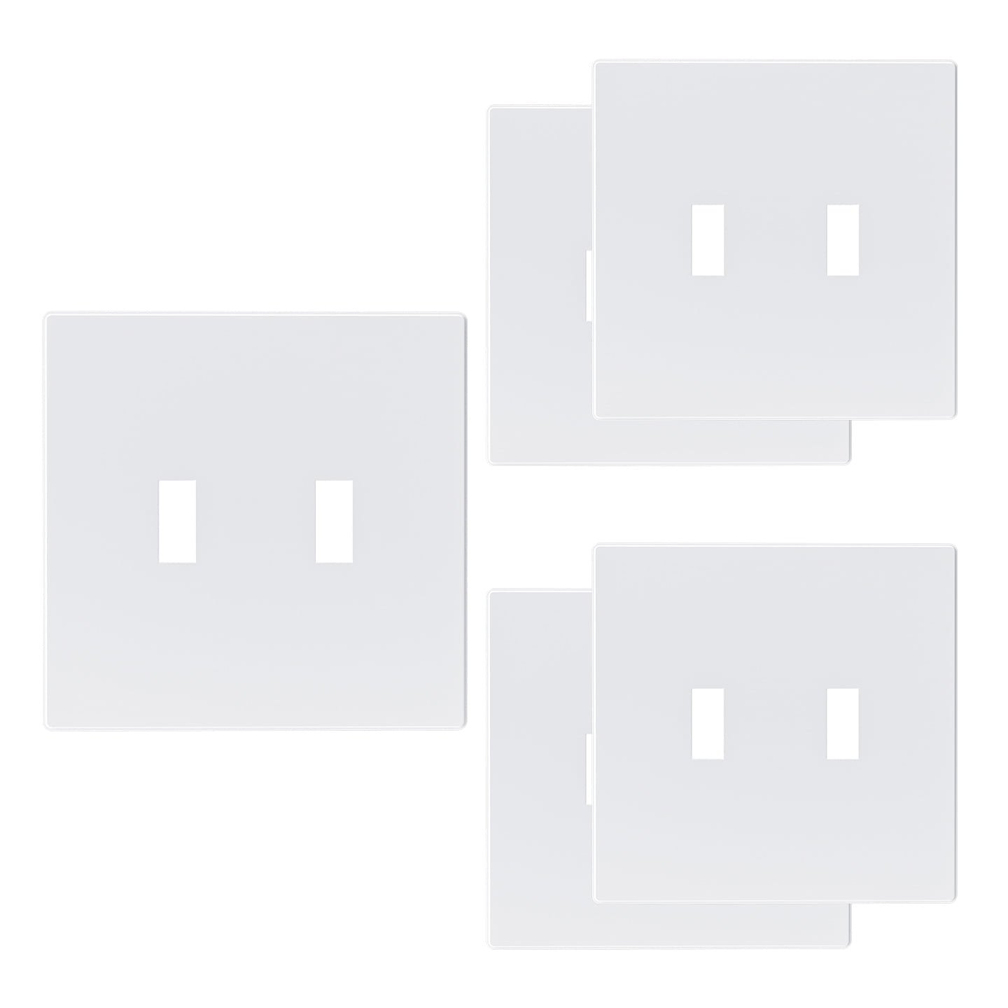 2-Gang Screwless Toggle Wall Plates, Mid-Size Unbreakable Thermoplastic ...