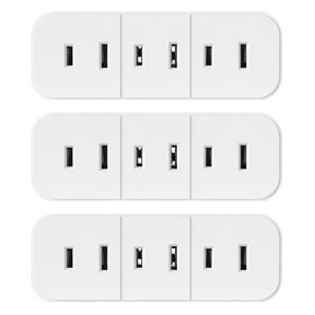 Zapman Triple Plug Outlet Adapter, 15A 125V White Electrical Outlet ...