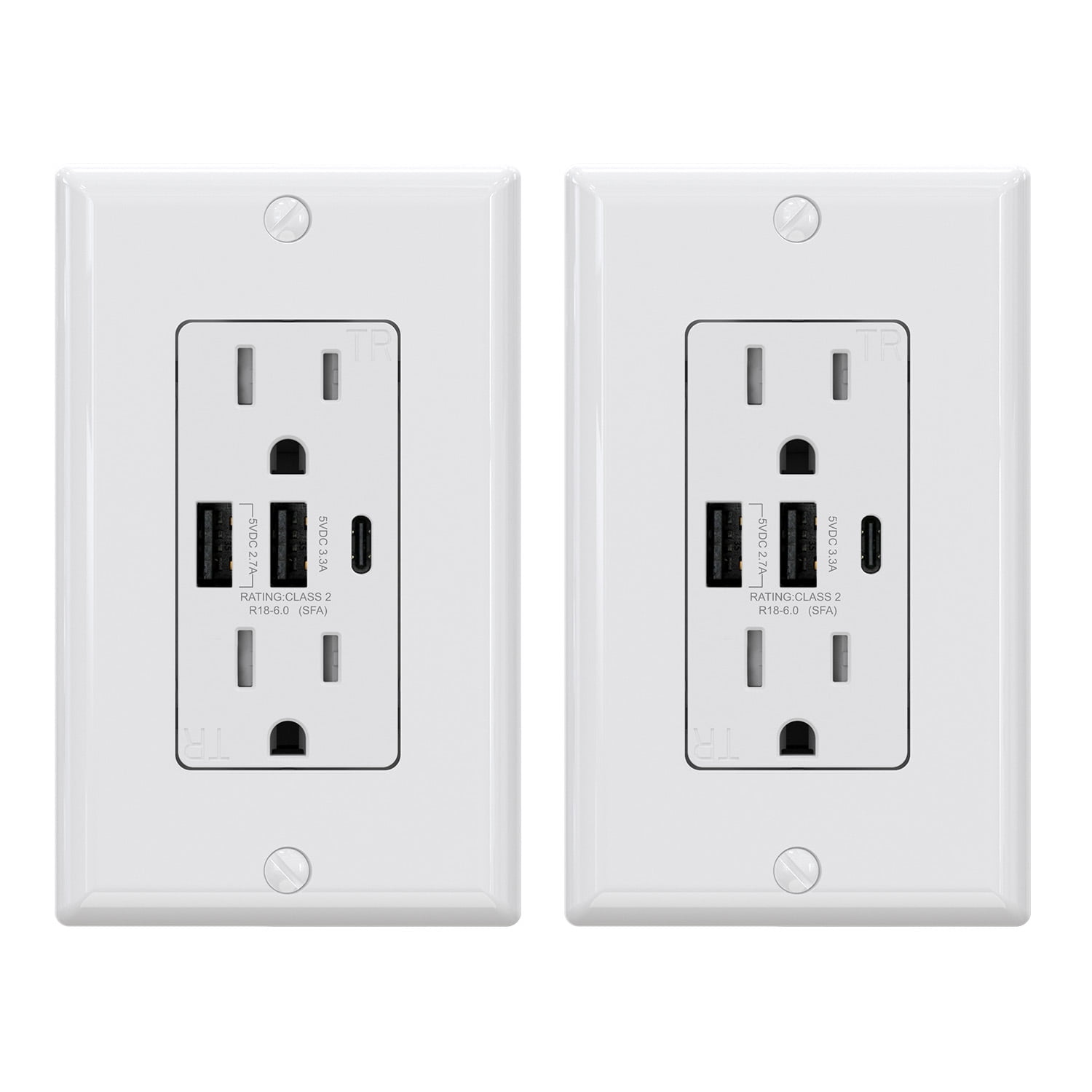 USB Outlets Receptacles, 3 Port USB C Wall Outlet, 30W 6.0A USB ...