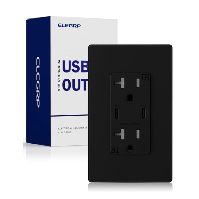 ELEGRP 30W USB Wall Outlet Receptacle, Single USB C Port Supports 30W ...