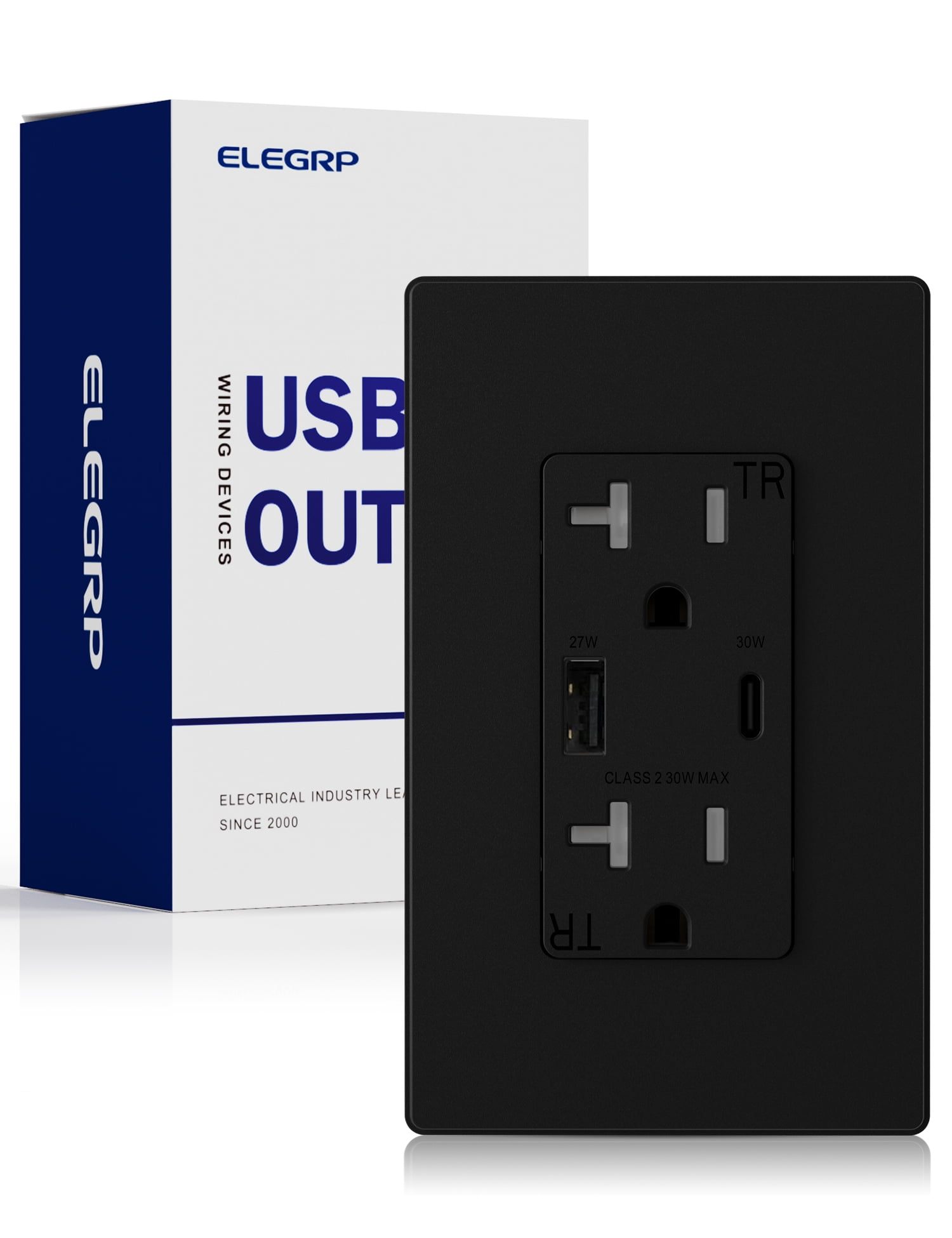 ELEGRP USB Wall Outlet Receptacles, Each USB Port with 30W Ultral Speed ...