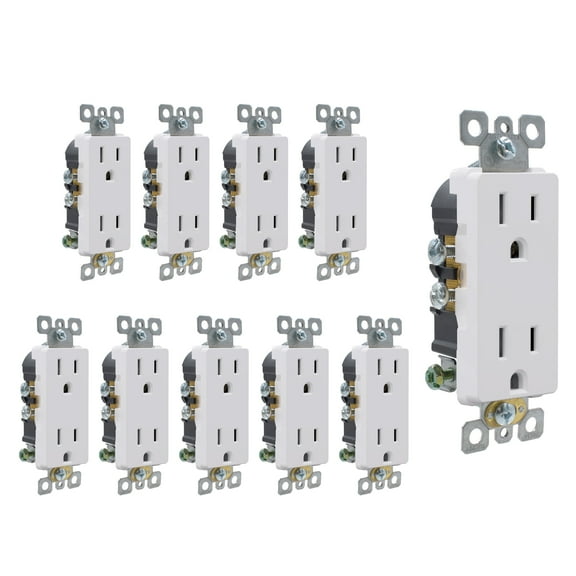 Decorator Receptacle, 15A 125V Standard Electrical Wall Outlet, 2 Pole ...