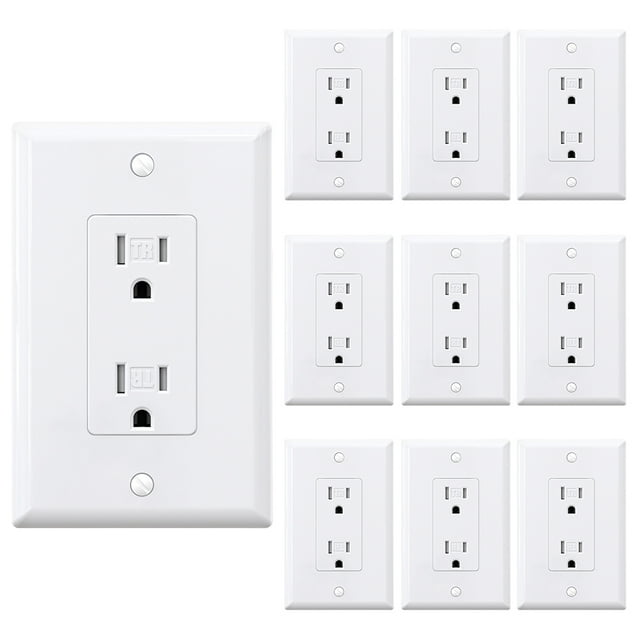 ELEGRP 15A Tamper Resistant Duplex Indoor Electric Outlet, Decorator ...