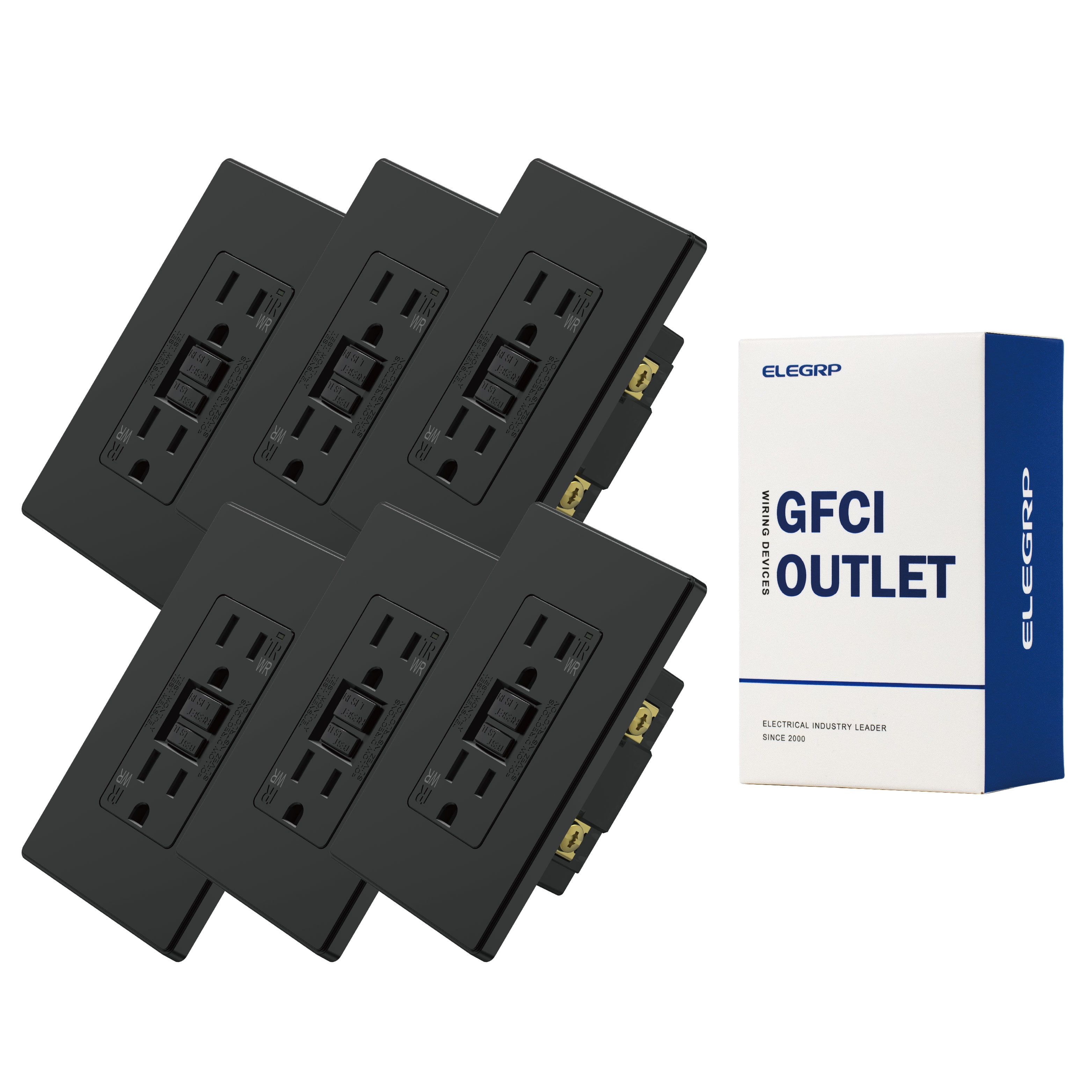 ELEGRP GFCI Outlet Outdoor, 15 Amp Self-Test GFI Electrical Outlet with ...