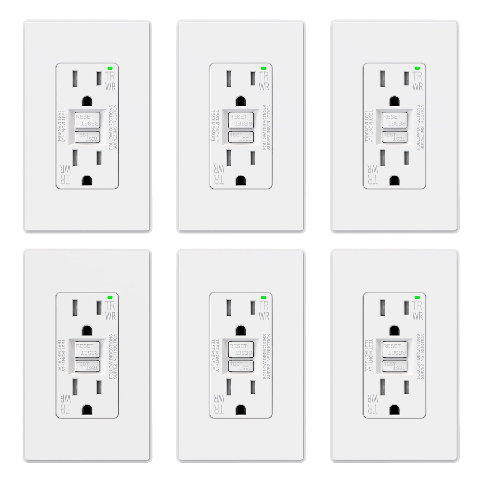 ELEGRP GFCI Outlet Outdoor, 15 Amp Self-Test GFI Electrical Outlet with ...