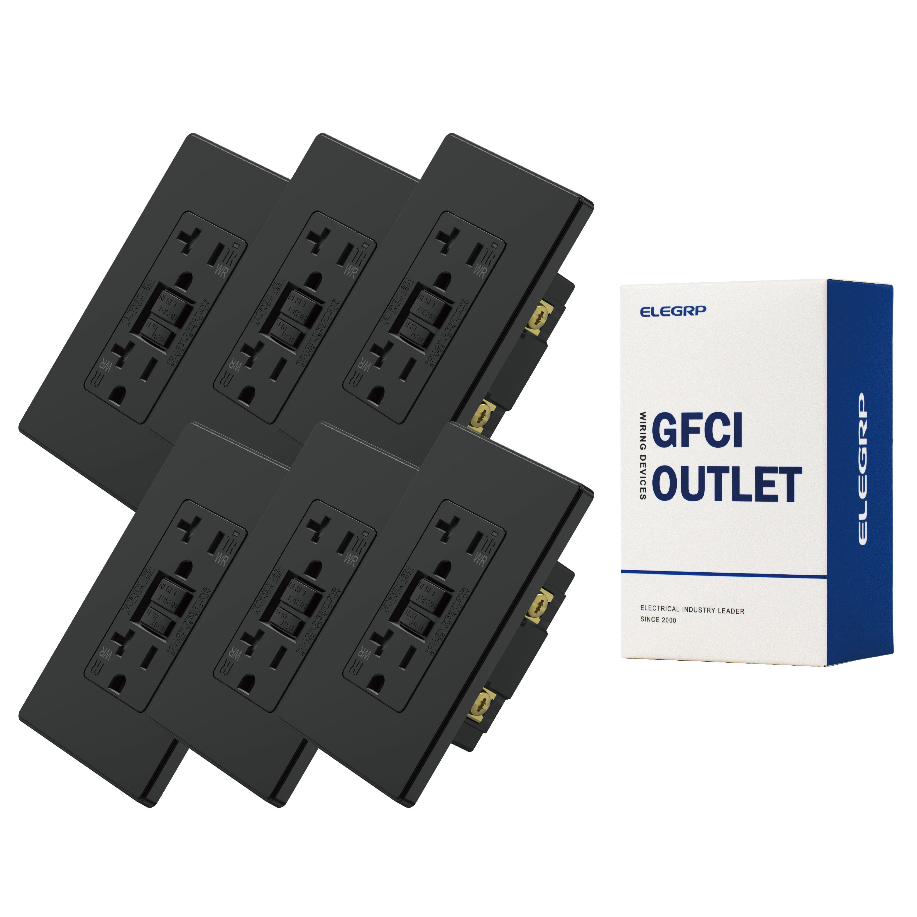 ELEGRP GFCI Outlet Outdoor, 20 Amp Self-Test GFI Electrical Outlet with ...