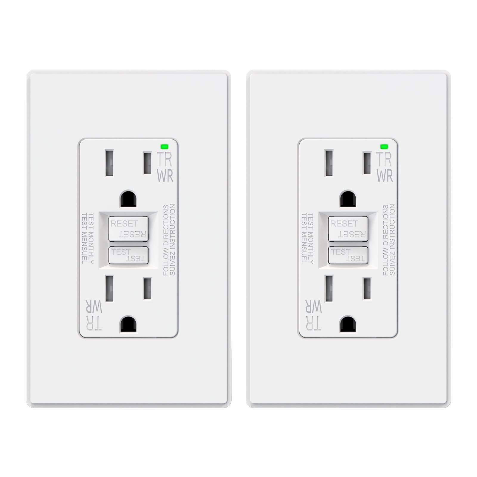 ELEGRP GFCI Outlet Outdoor, 15 Amp Self-Test GFCI Electrical Outlet ...