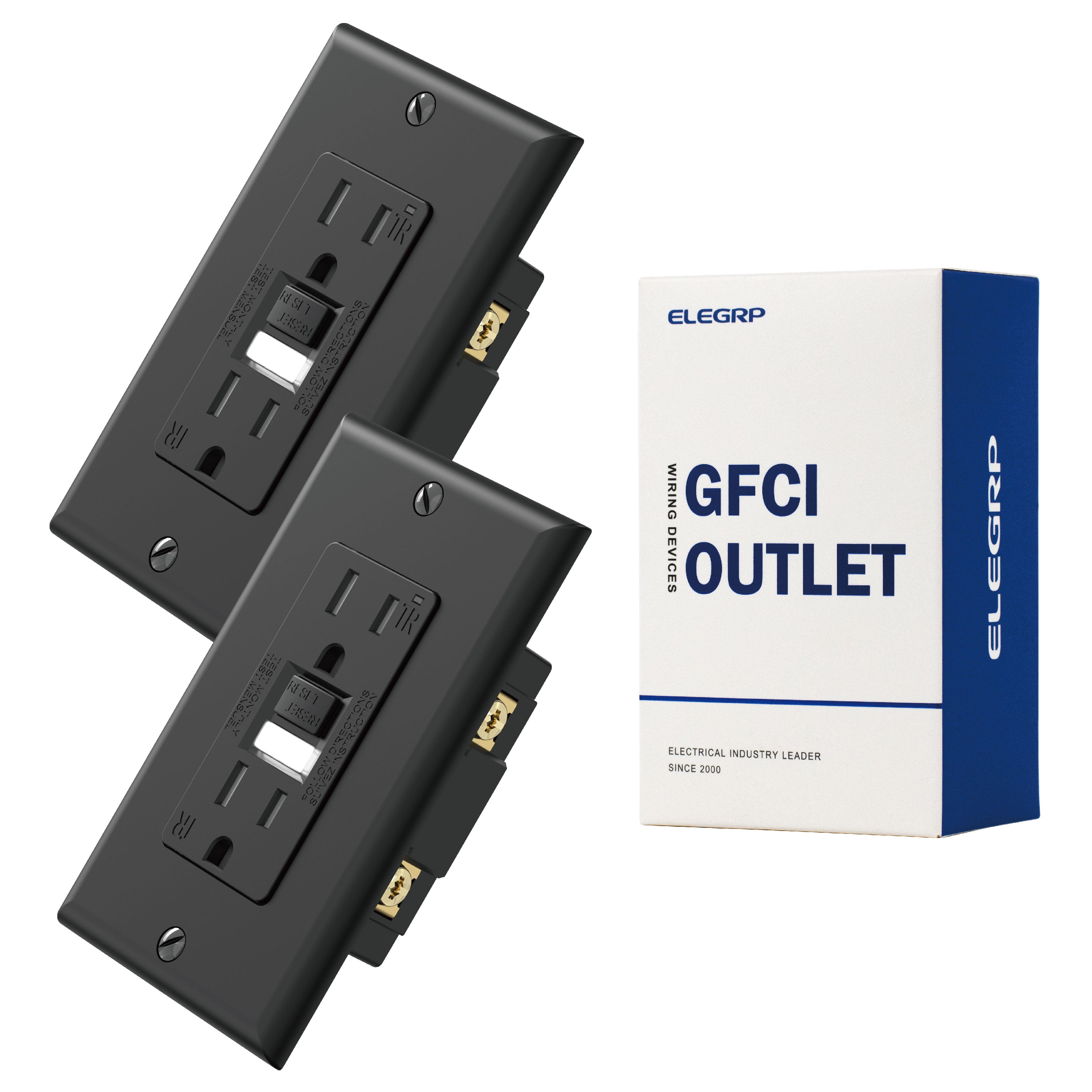 ELEGRP GFCI Outlet w/Nightlight, 15 Amp Self-Test GFI Electrical Outlet ...