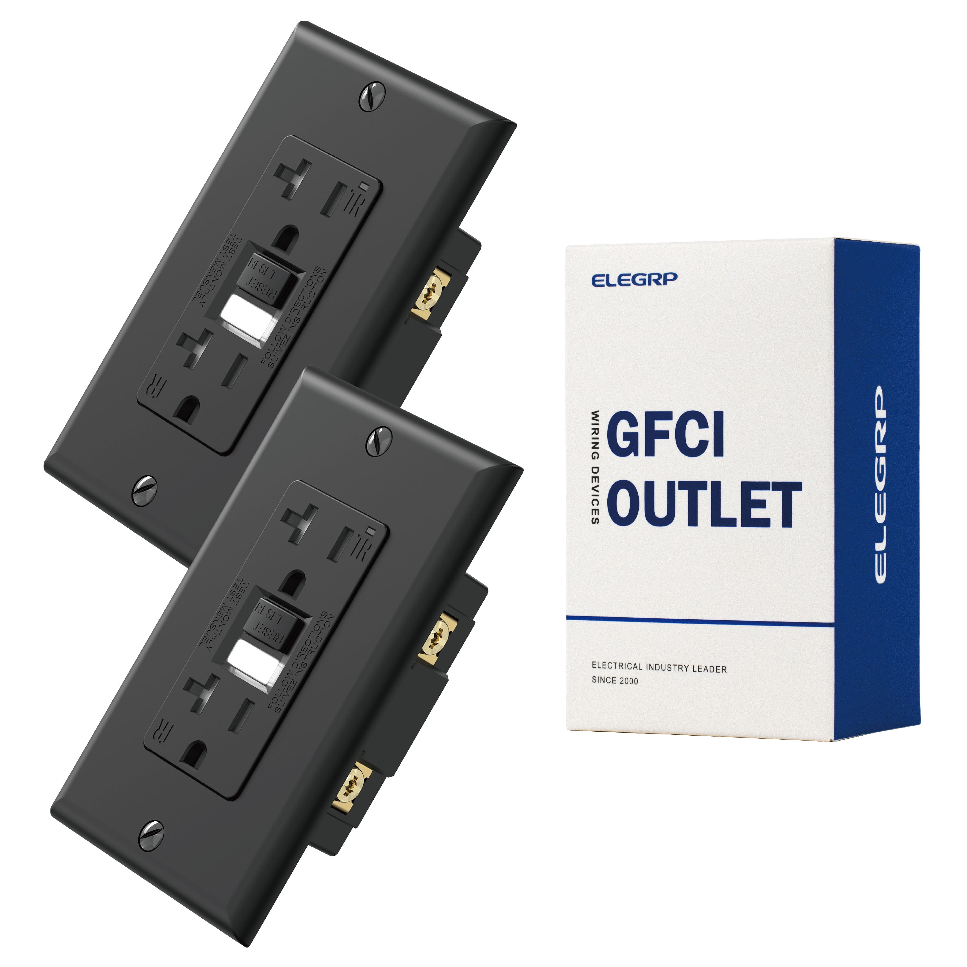 ELEGRP GFCI Outlet w/Nightlight, 20 Amp Self-Test GFI Electrical Outlet ...